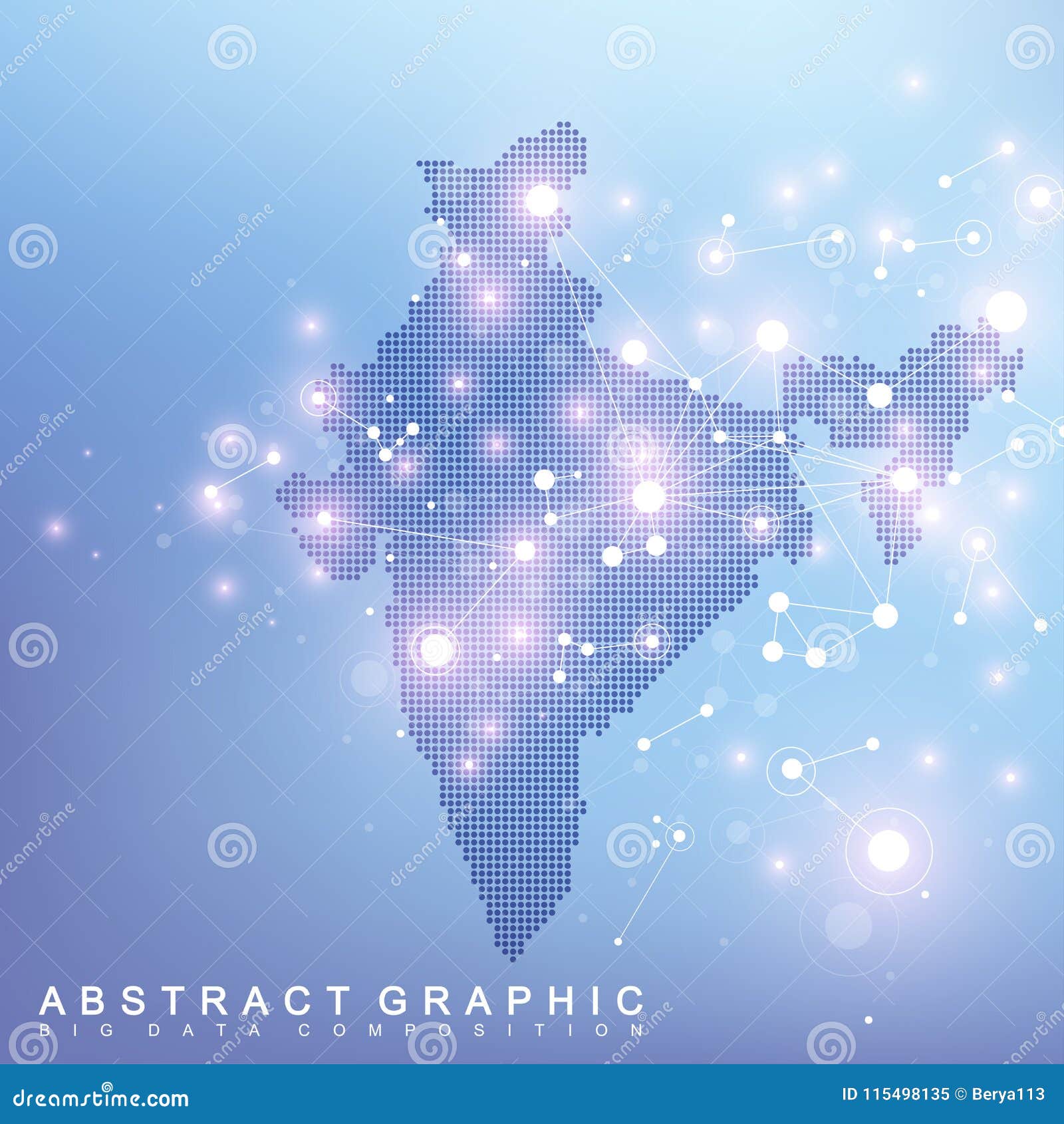 India Map From Futuristic Hexagonal Shapes, Lines, Points Red And ...