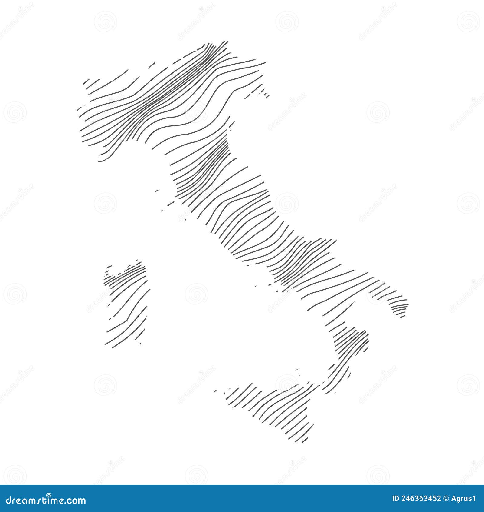 Abstract Map of Italy - Vector Illustration of Striped Map Stock Vector ...