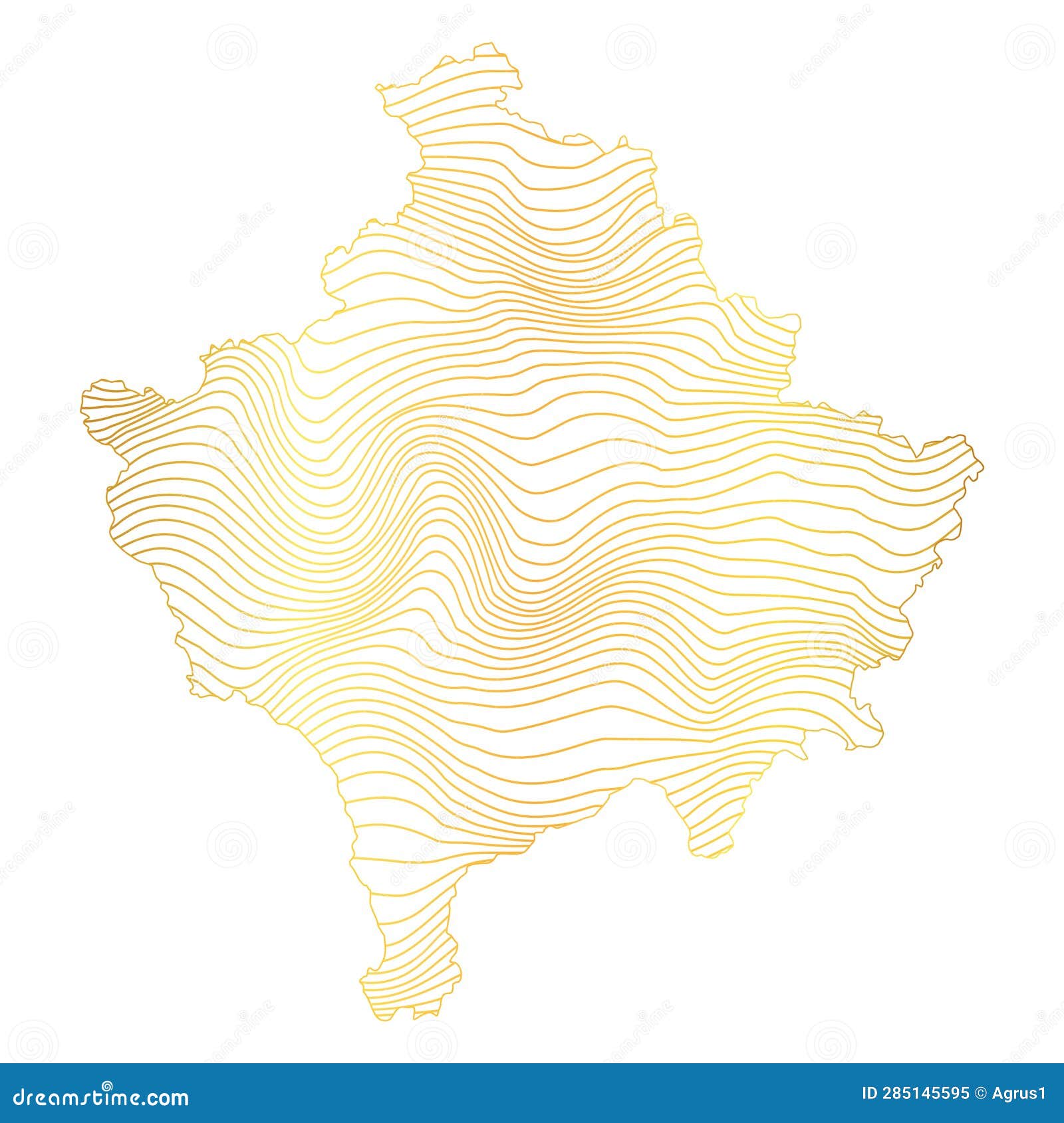 Abstract Map of Kosovo - Vector Illustration of Striped Gold Colored ...