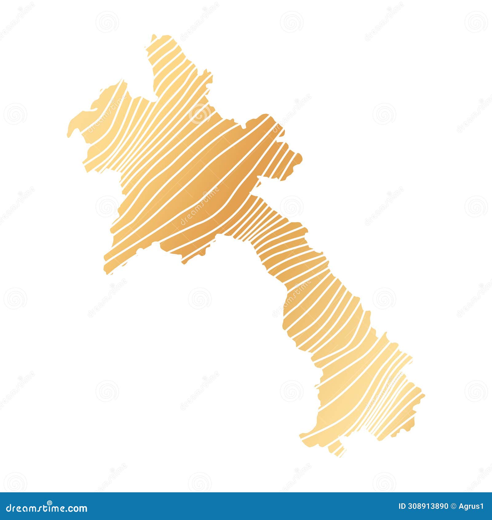 Laos Vector Map Isolated On White Background. High-Detailed Black ...