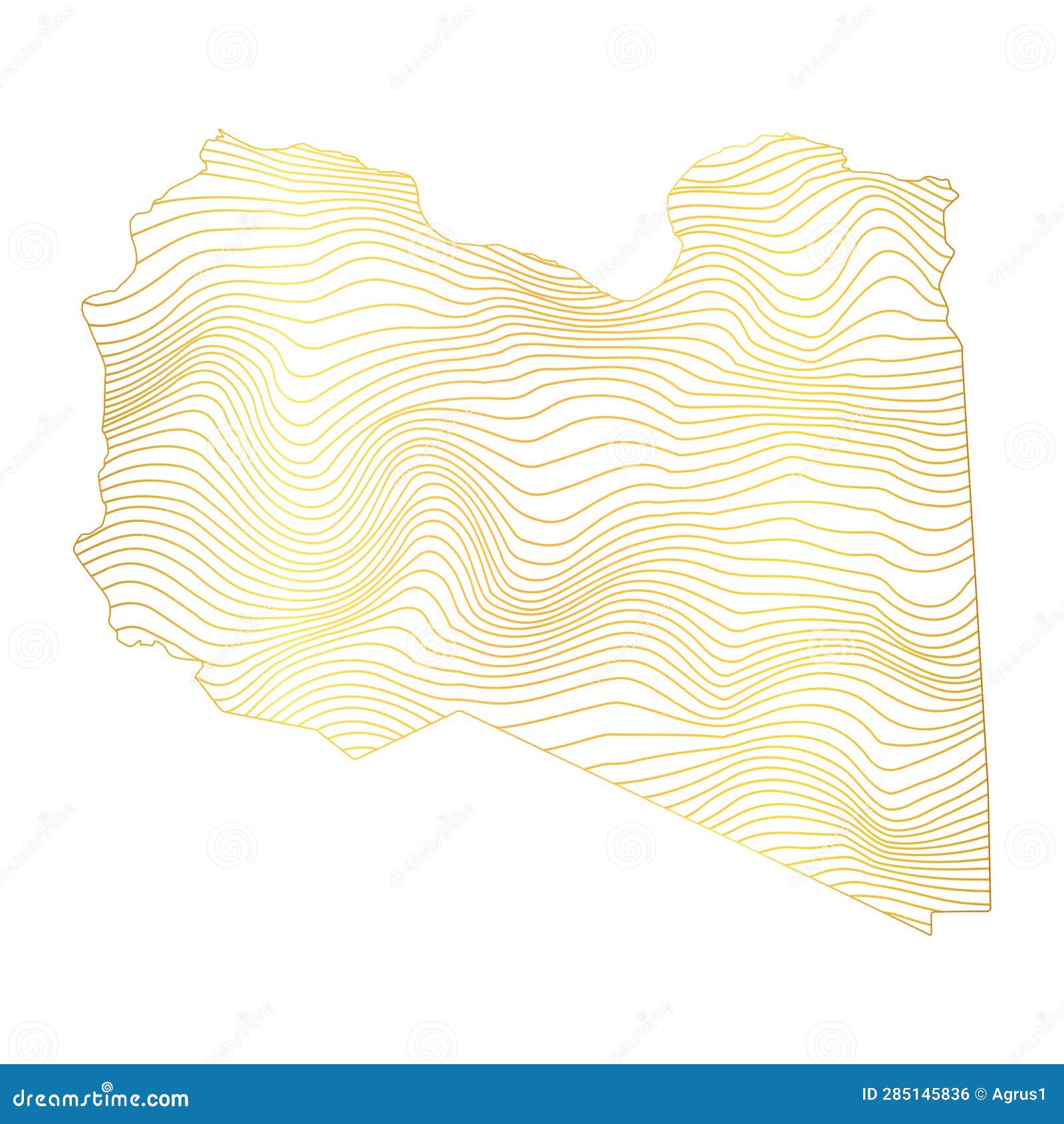 Abstract Map of Libya - Vector Illustration of Striped Gold Colored Map ...