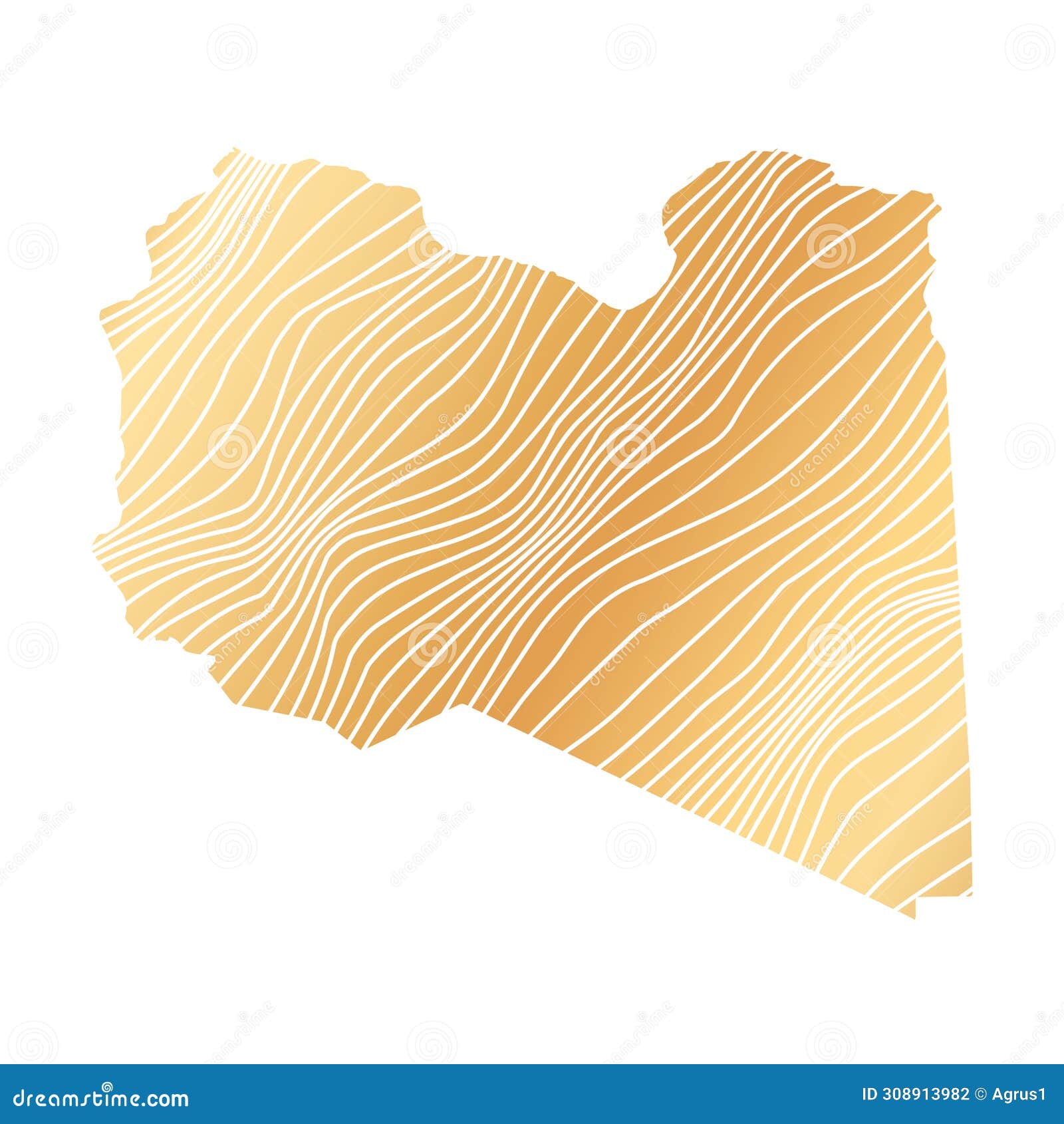 Abstract Map of Libya - Vector Illustration of Striped Gold Colored Map ...