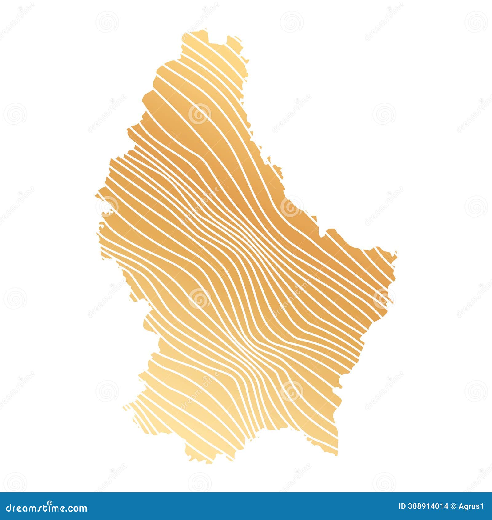 Abstract Map of Luxembourg - Vector Illustration of Striped Gold ...