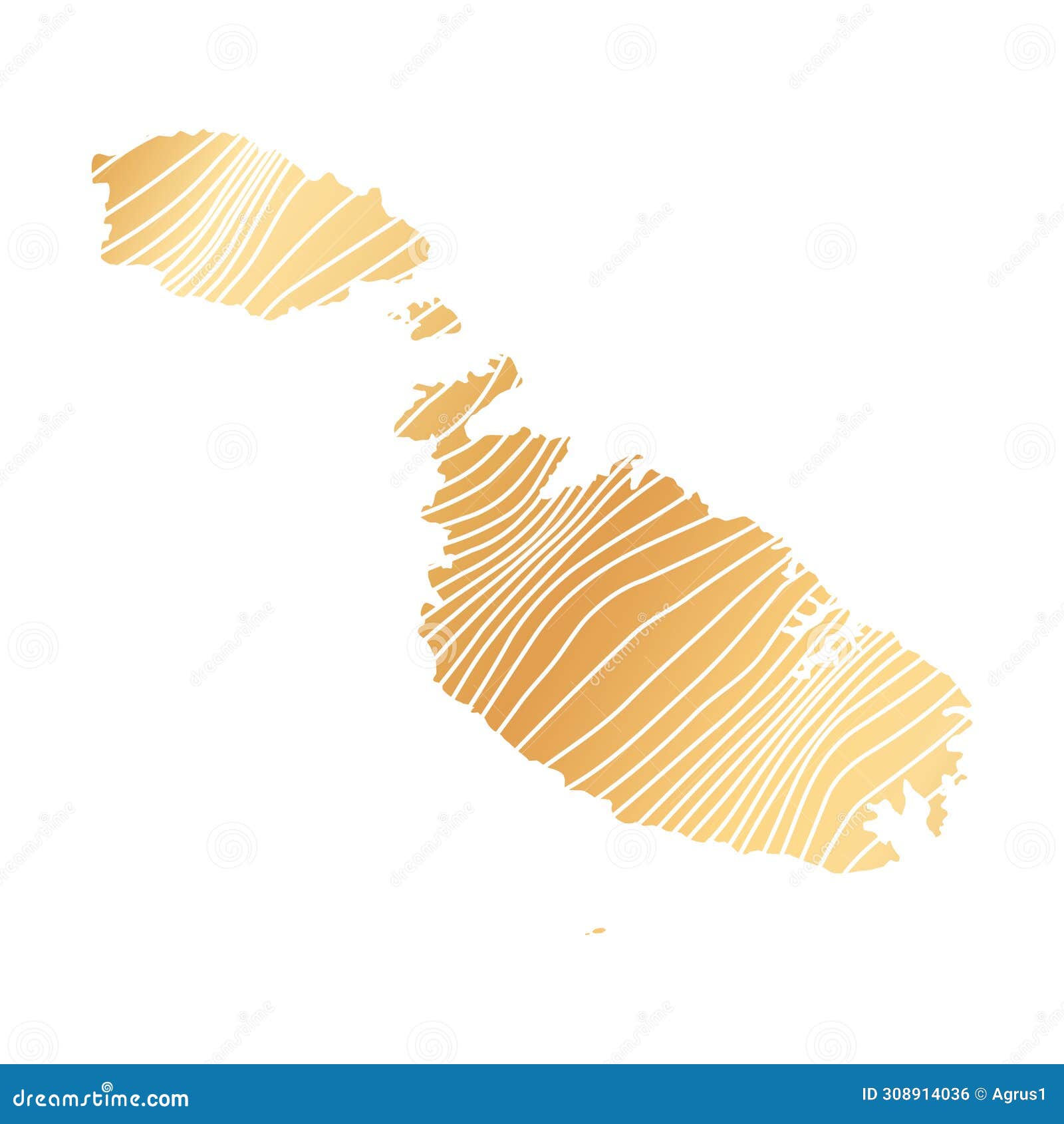 Abstract Map of Malta - Vector Illustration of Striped Gold Colored Map ...