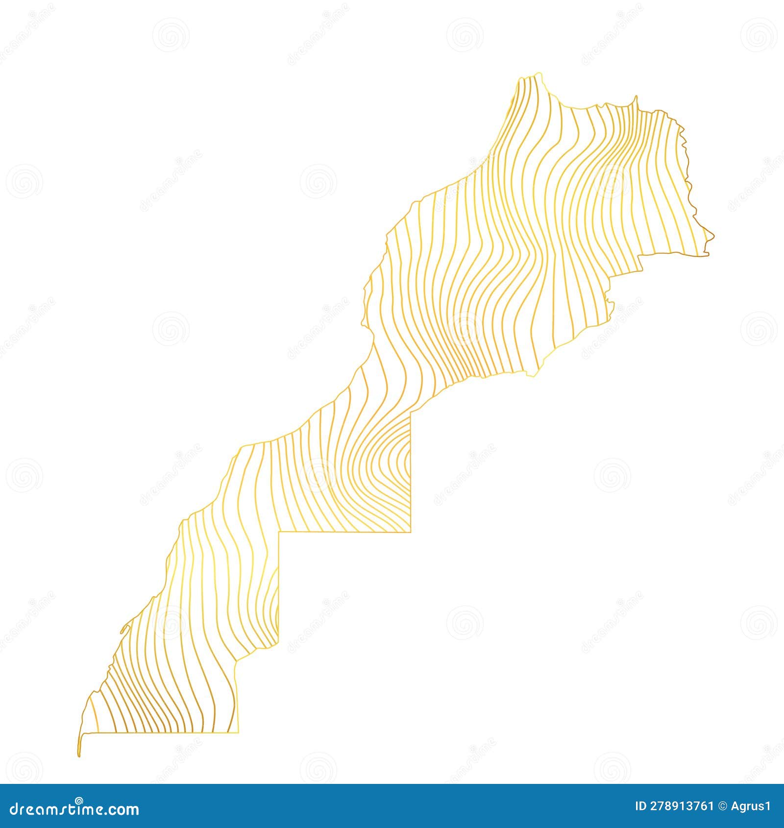 Abstract Map of Morocco - Vector Illustration of Striped Gold Colored ...