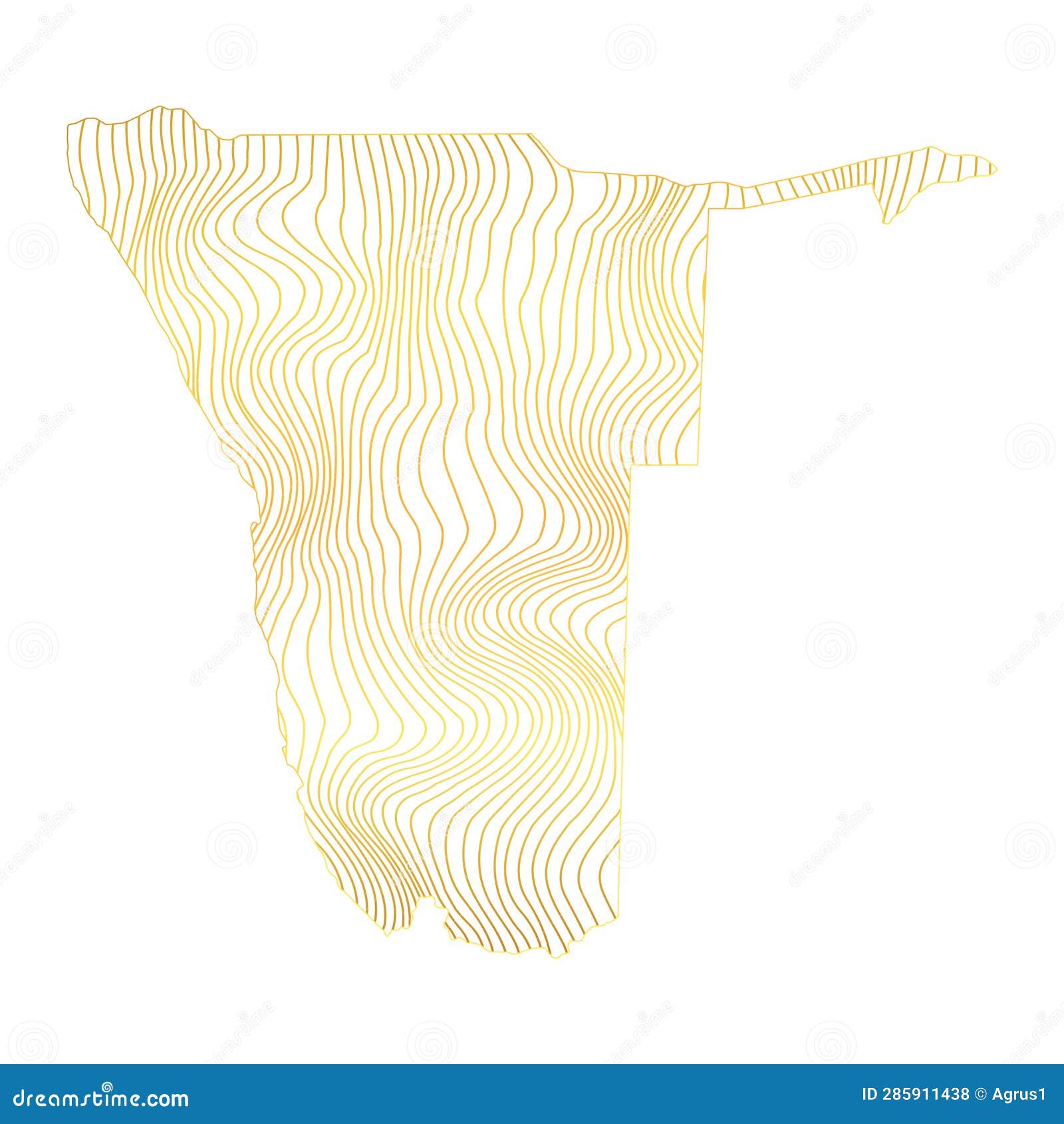 Abstract Map of Namibia - Vector Illustration of Striped Gold Colored ...