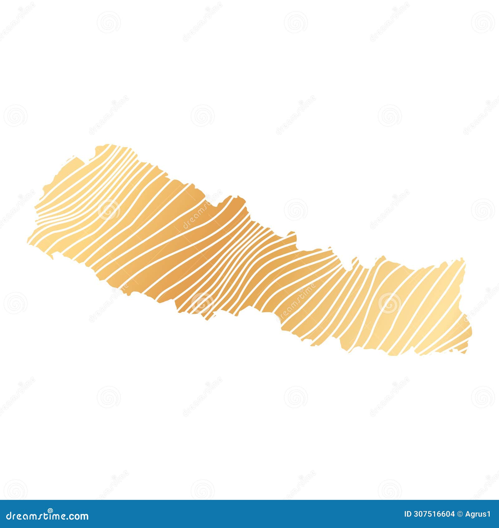 Abstract Map of Nepal - Vector Illustration of Striped Gold Colored Map ...