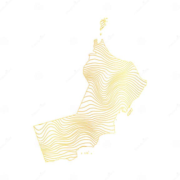 Abstract Map of Oman - Vector Illustration of Striped Gold Colored Map ...