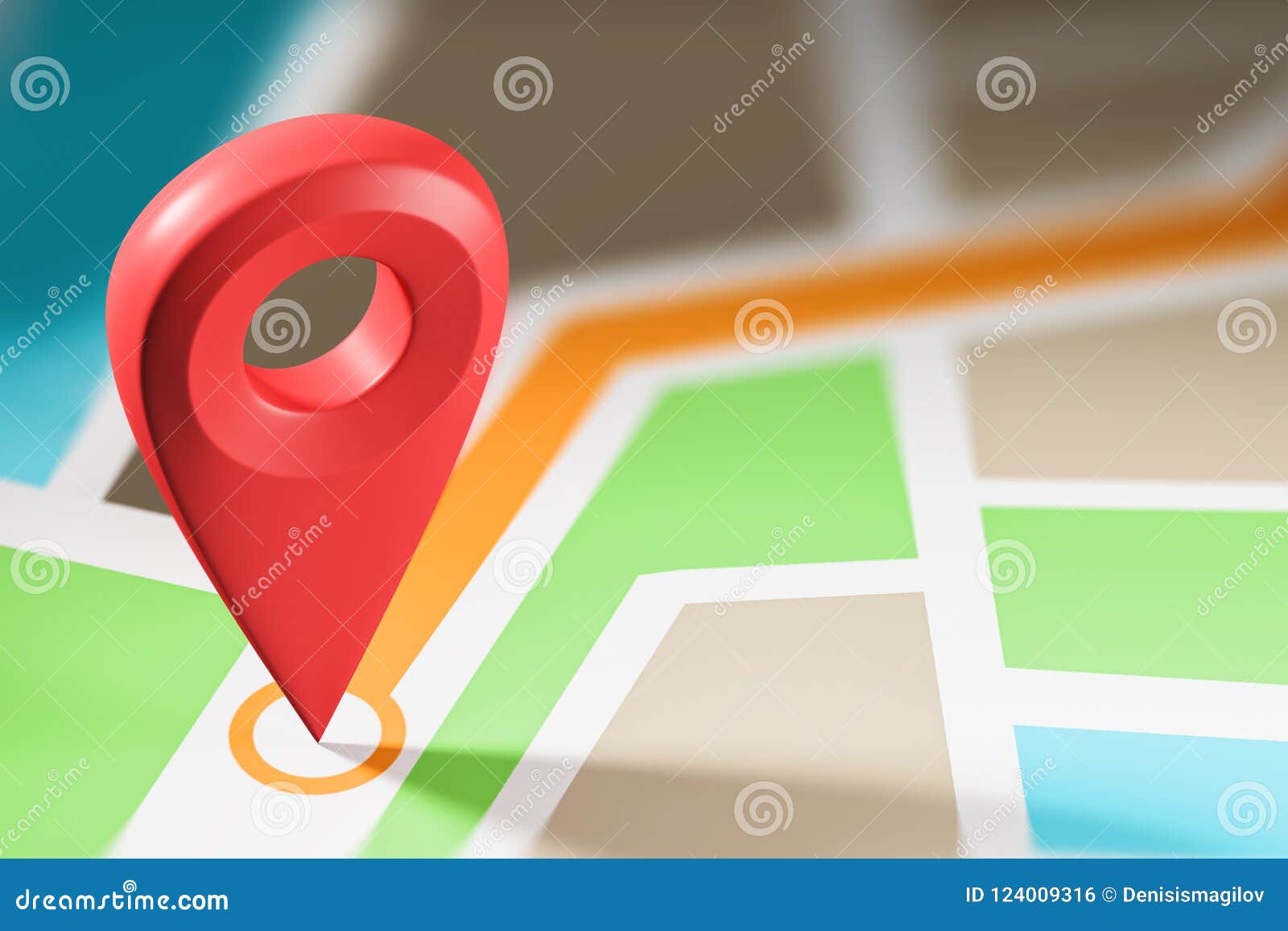 Abstract Map with a Red Destination Mark Stock Illustration ...