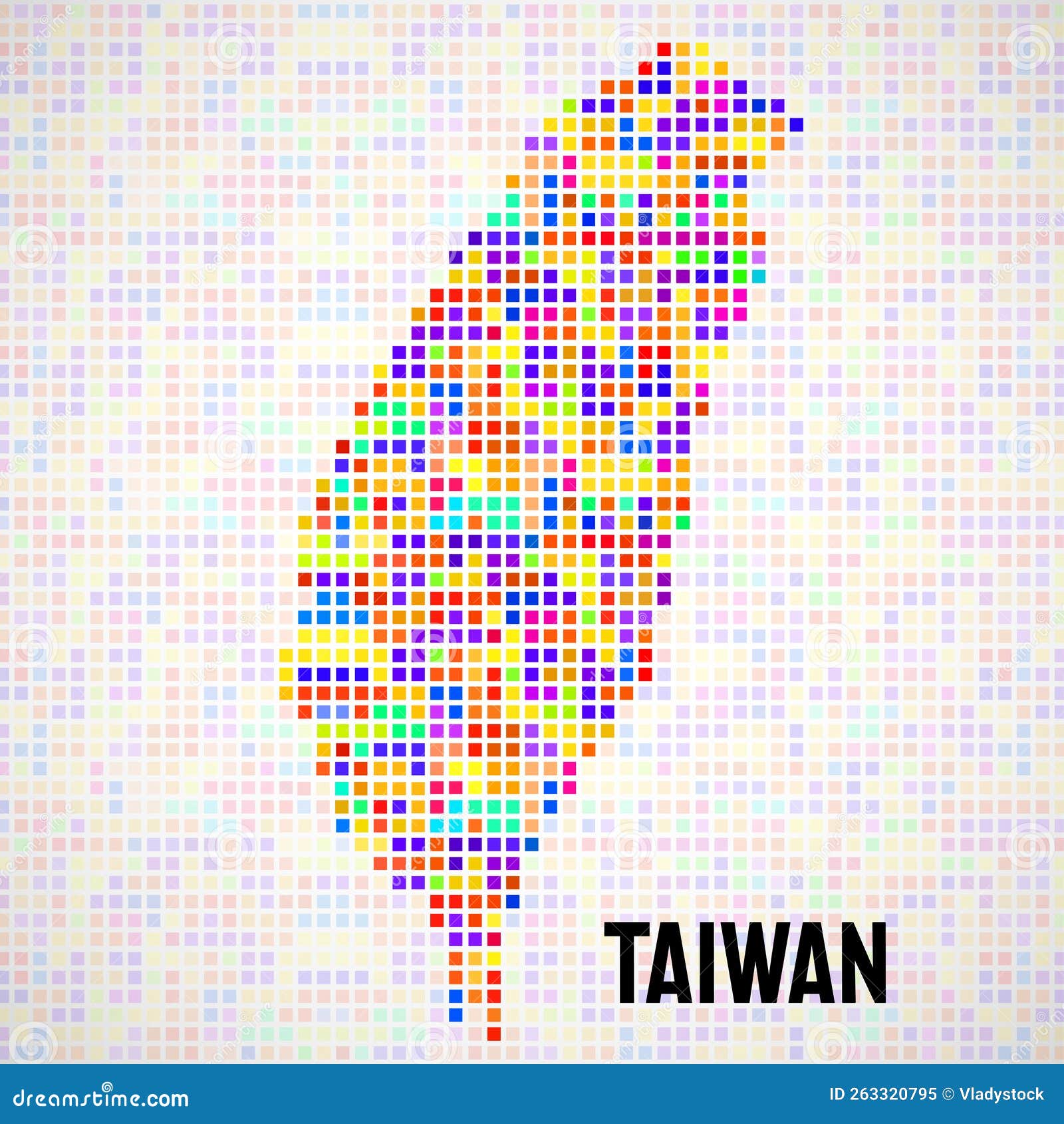 Abstract Map of Taiwan, Colorful Pixels. Vector Stock Vector ...
