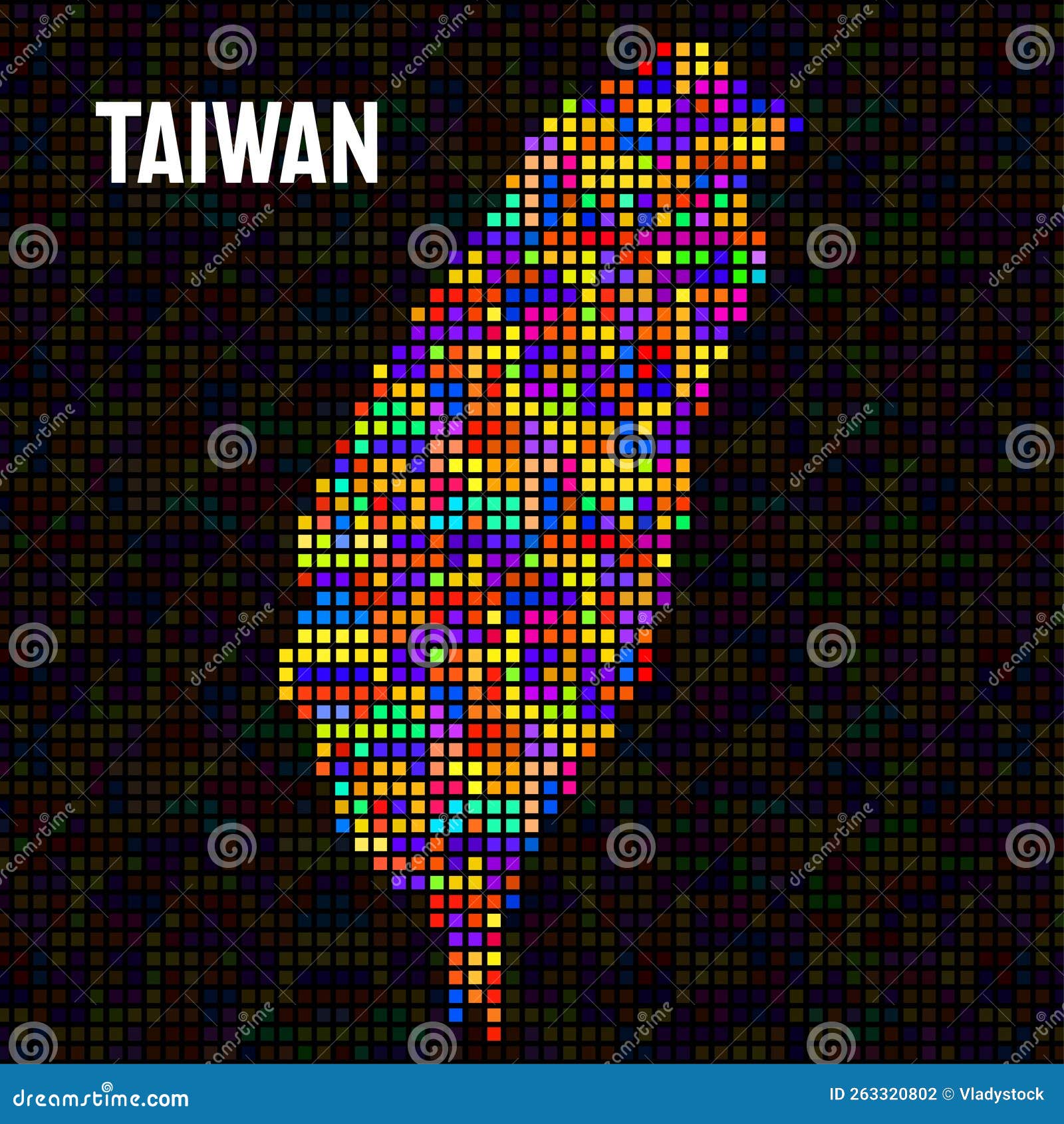 Abstract Map of Taiwan, Colorful Pixels. Vector Stock Vector ...