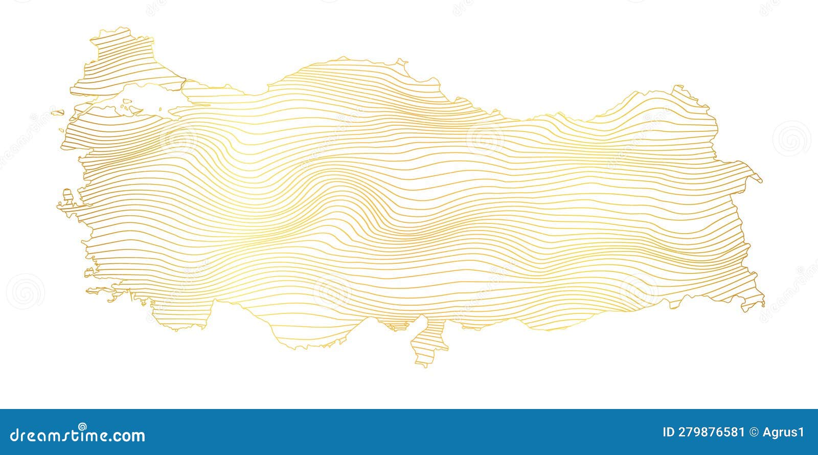 Abstract Map of Turkey - Vector Illustration of Striped Gold Colored ...