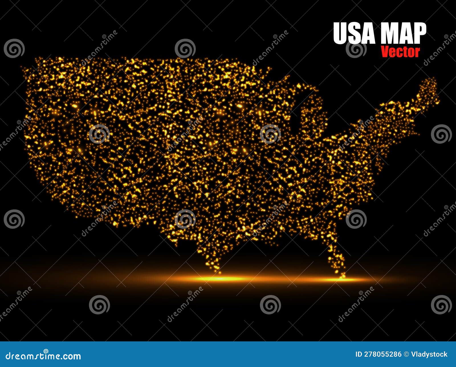 Abstract Map of USA with Glowing Particles Stock Vector - Illustration ...
