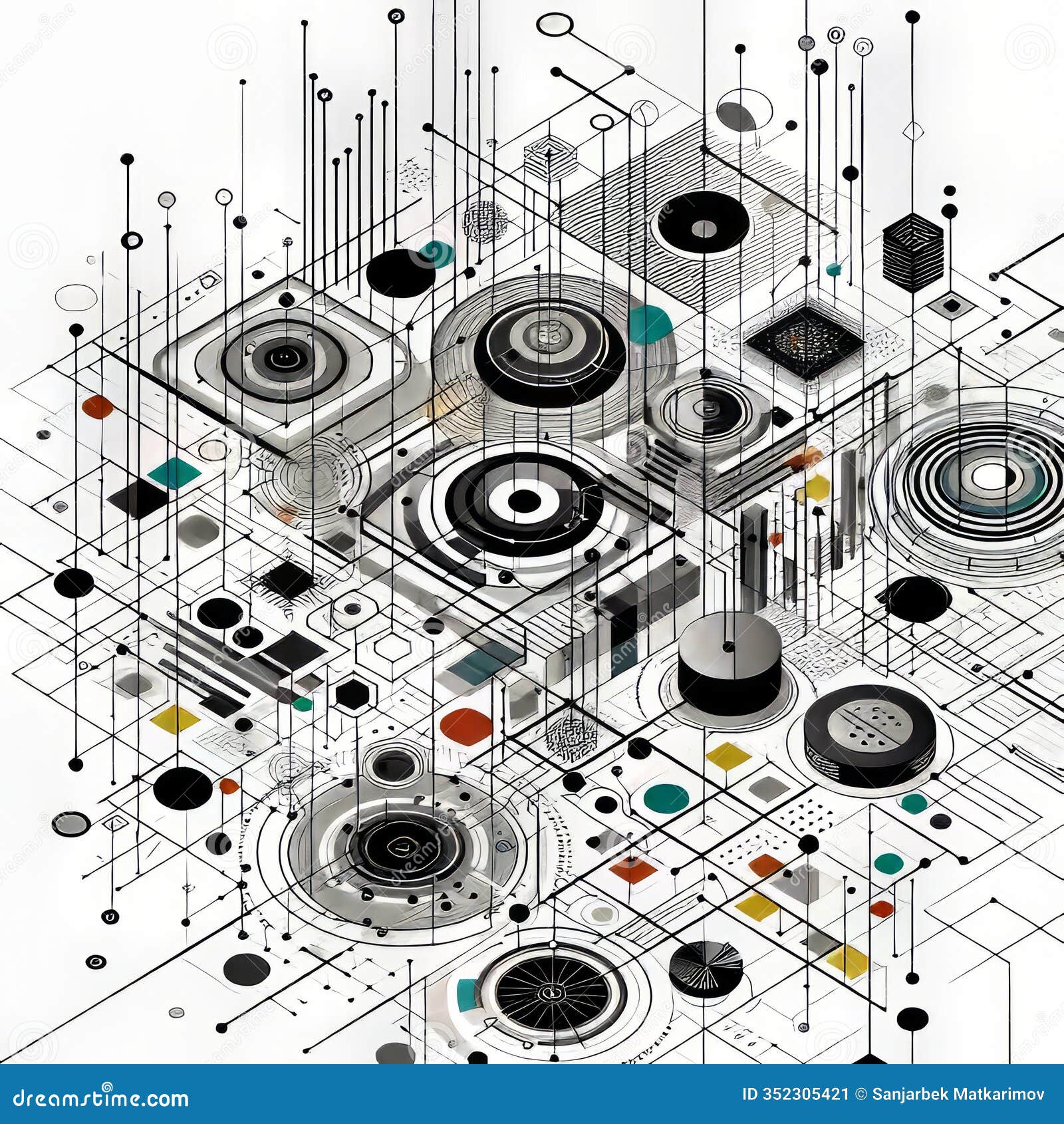 Abstract Map Using Geometric Shapes And Patterns A Map Using Abs Stock Illustration