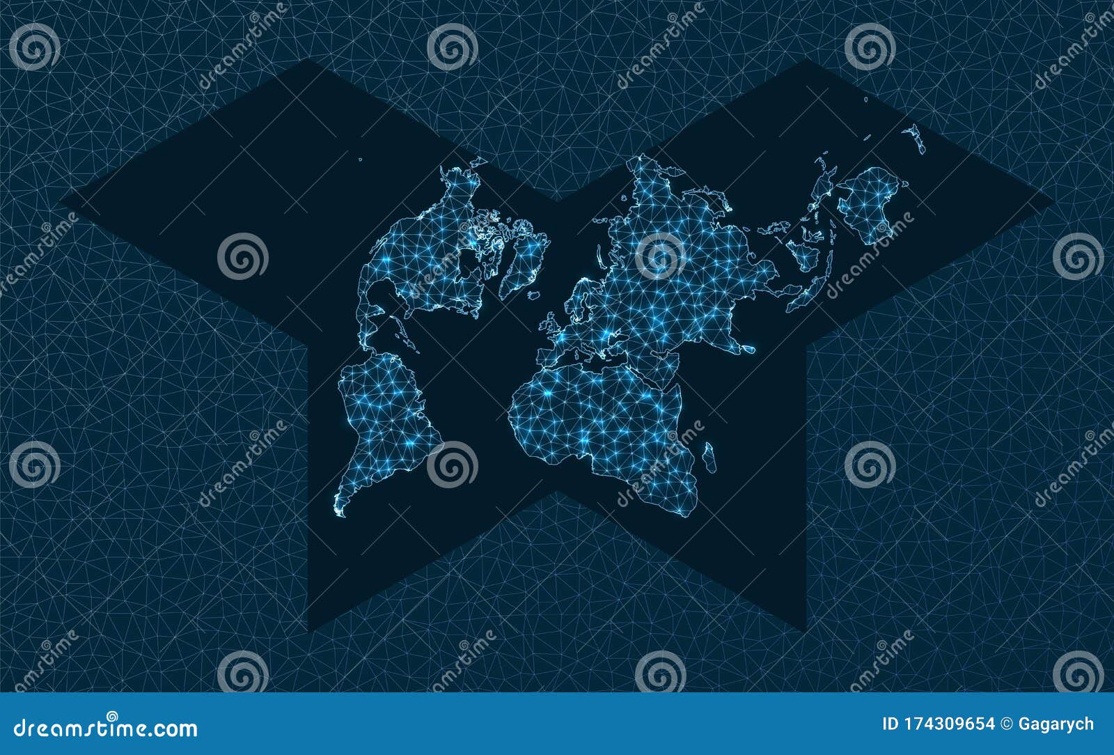 World Map. Polyhedral Butterfly Projection. Vector Illustration ...