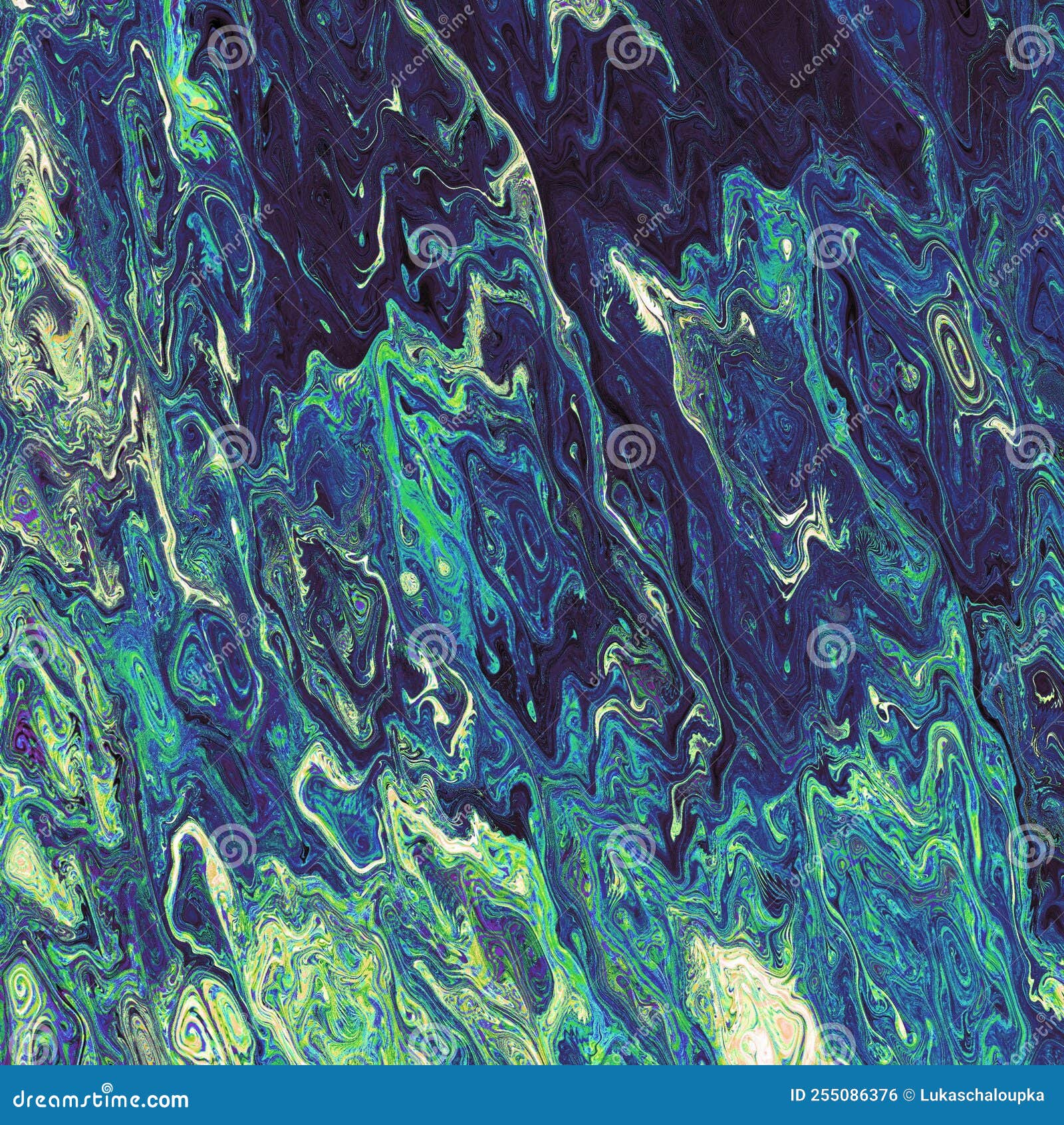 Abstract Marble, Liquid Paint Mixing Texture Background in Blue and ...