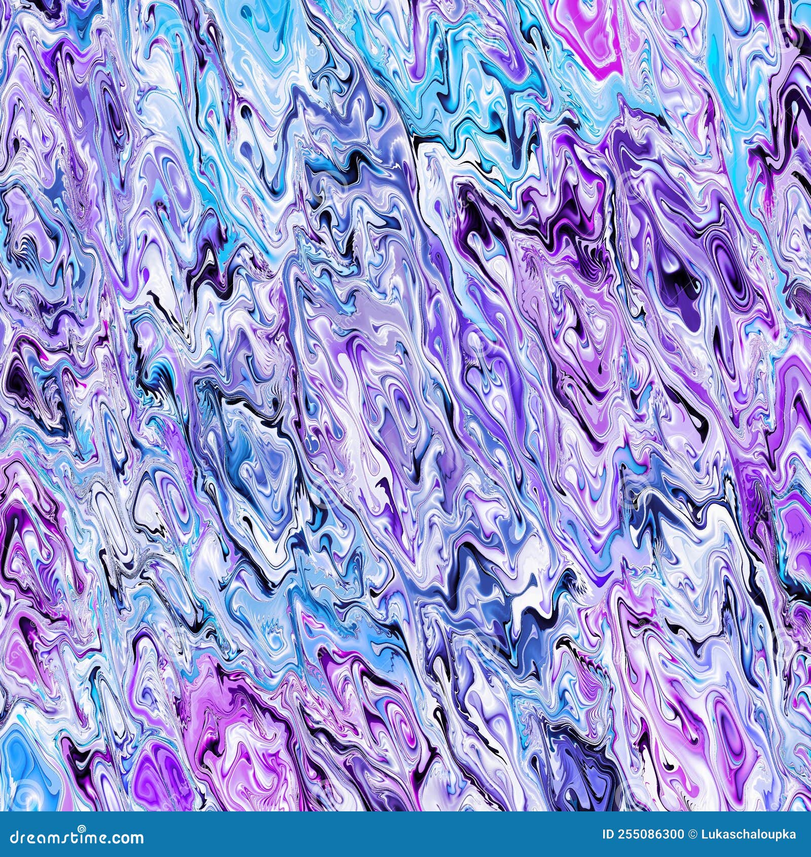 Abstract Marble, Liquid Paint Mixing Texture Background in Blue and ...