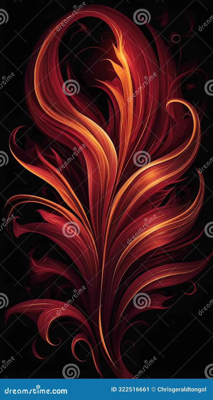 Abstract Maroon Fire Design in Black Ai Generated Stock Illustration ...