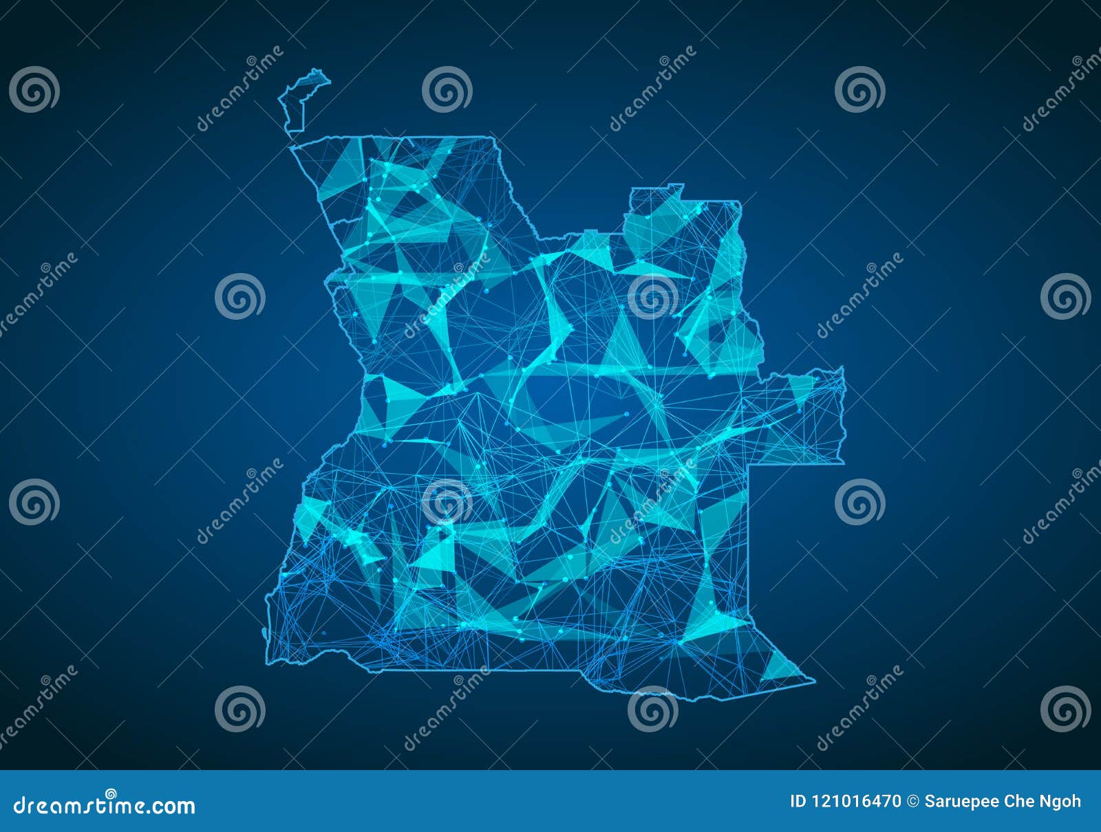 Angola Network, Constellation Style Country Map. Vector Illustration ...