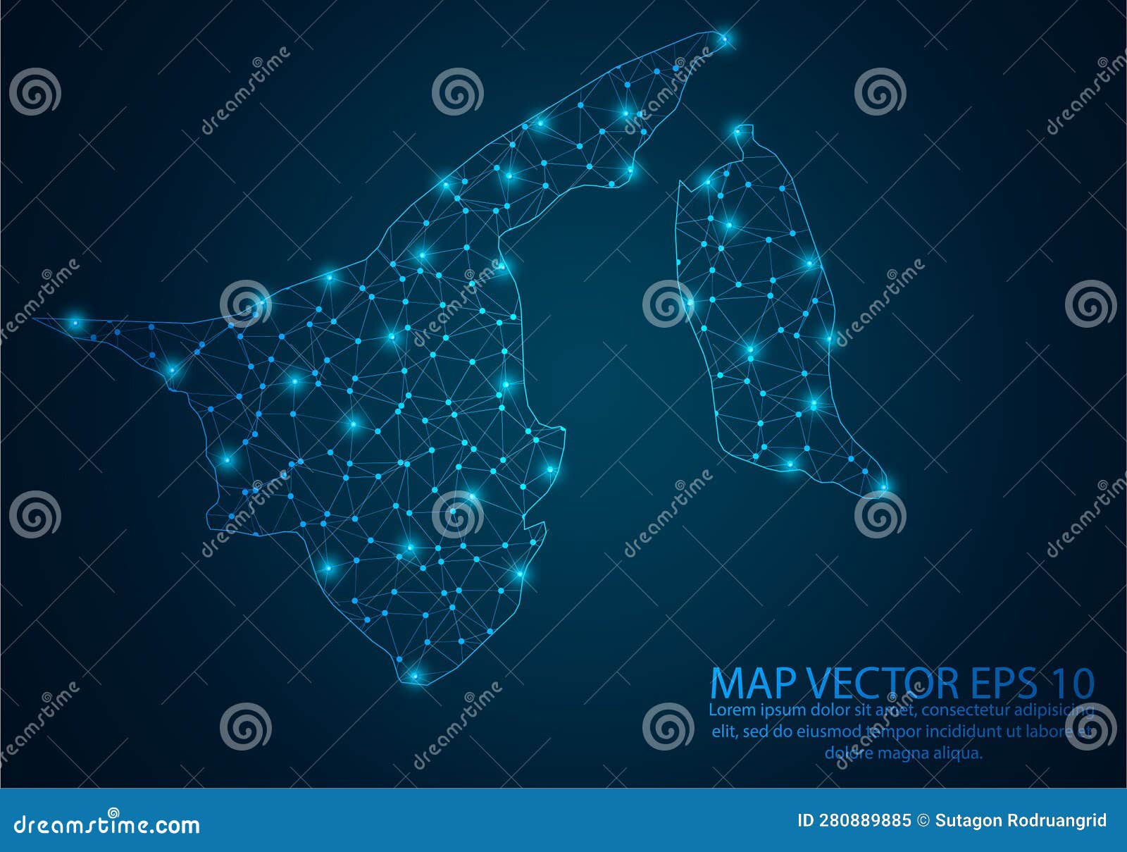 Abstract Mash Line and Point Scales on Dark Background with Map of ...