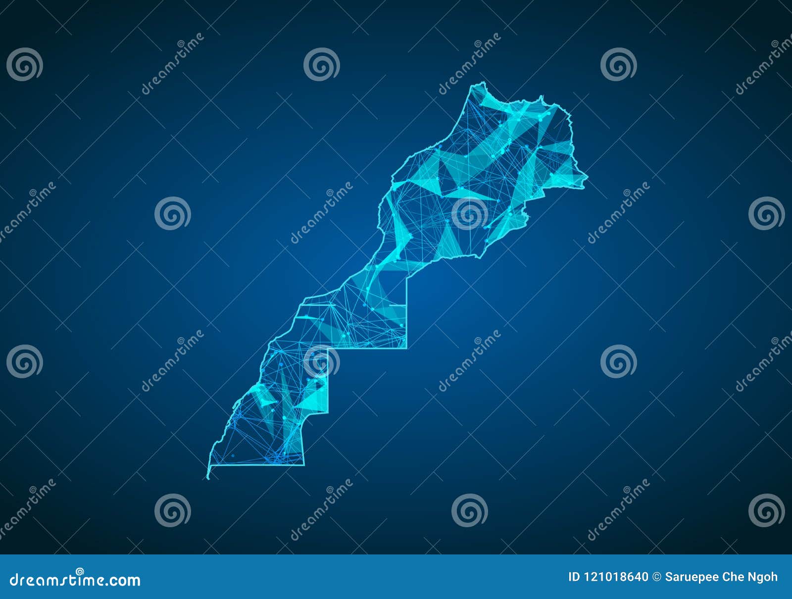 Abstract Mash Line and Point Scales on Dark Background with Map Stock ...