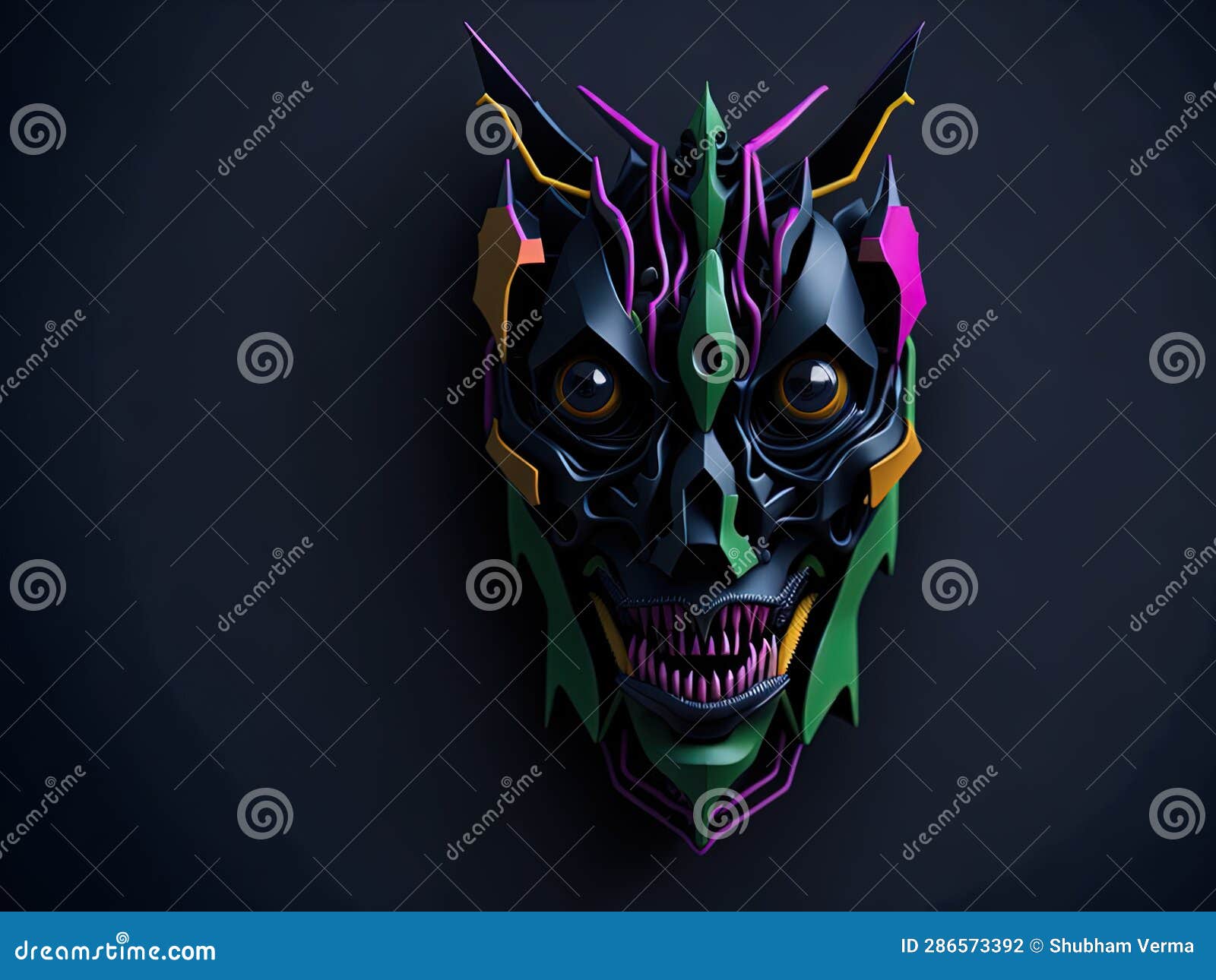 Abstract Mask on Black Background. 3 D Rendering Stock Illustration ...