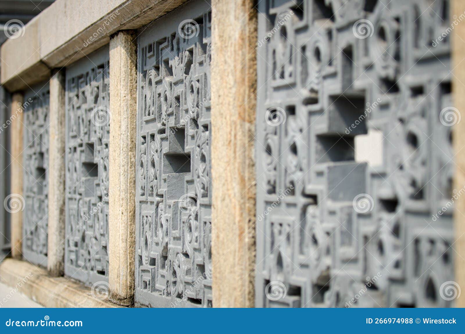 Abstract Masonry Screen Wall Design As Seen from the Side Stock ...