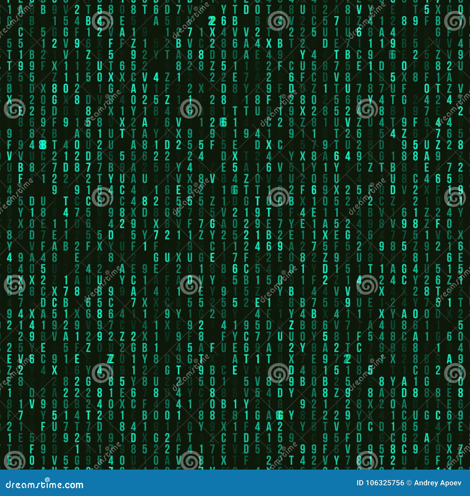 Green Hexadecimal Computer Code Abstract Matrix Background Hacker Attack Generated Computer
