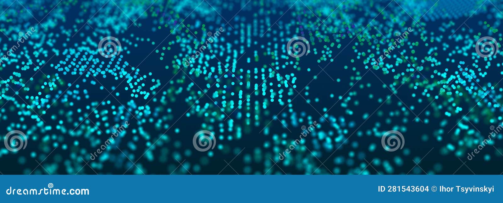 Abstract Matrix. Gradient Halftone. Many Green Dots of Different Sizes ...