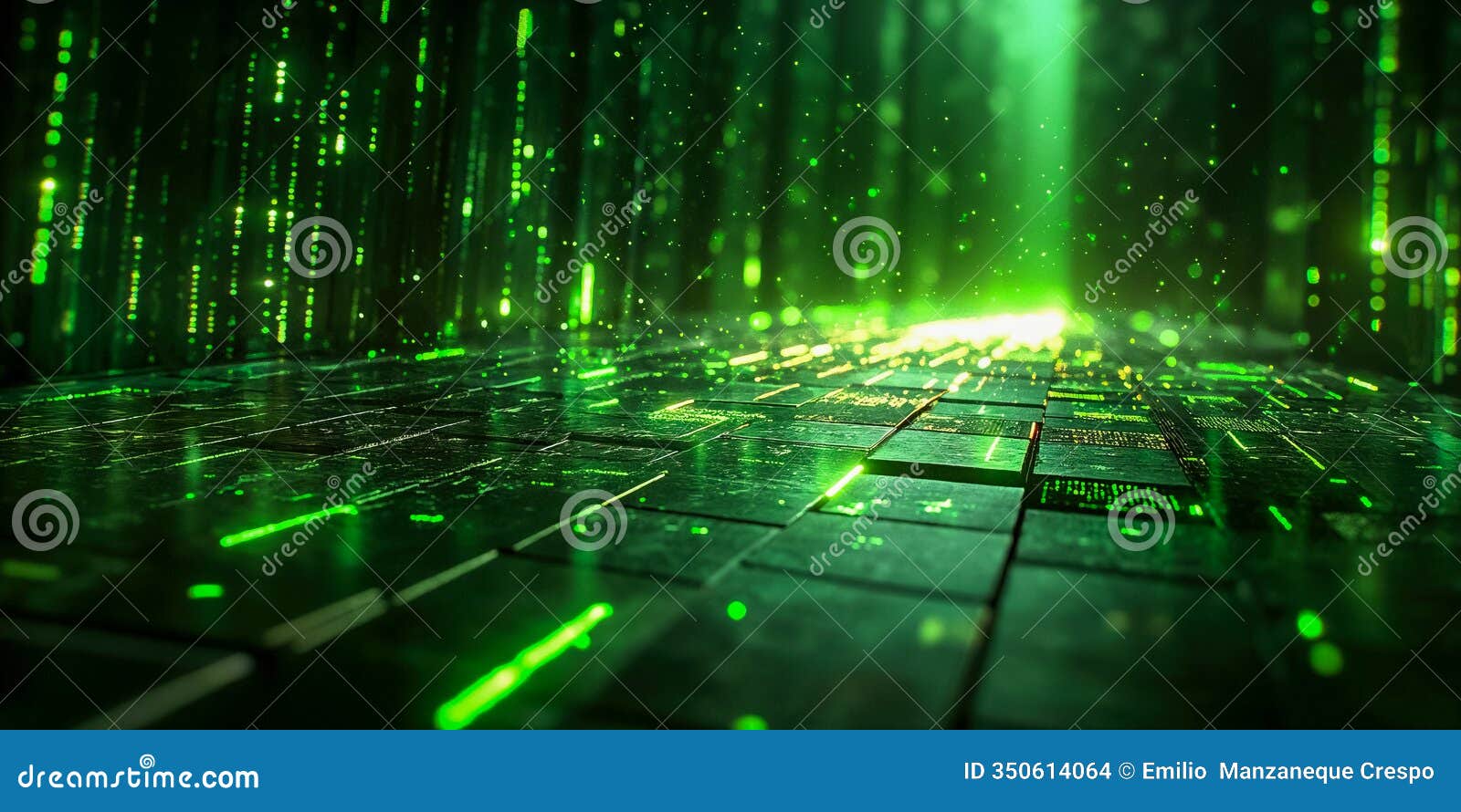 An Abstract Matrix-style Digital Green Background with a Green Light Shining on it Stock ...