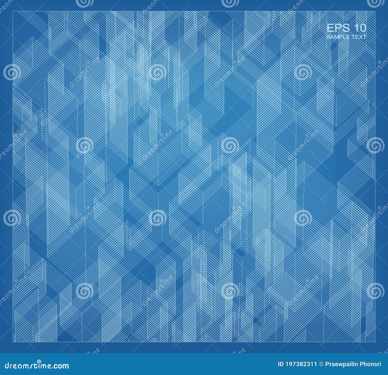 Abstract Matrix Wireframe Space of Building. Perspective Wireframe ...