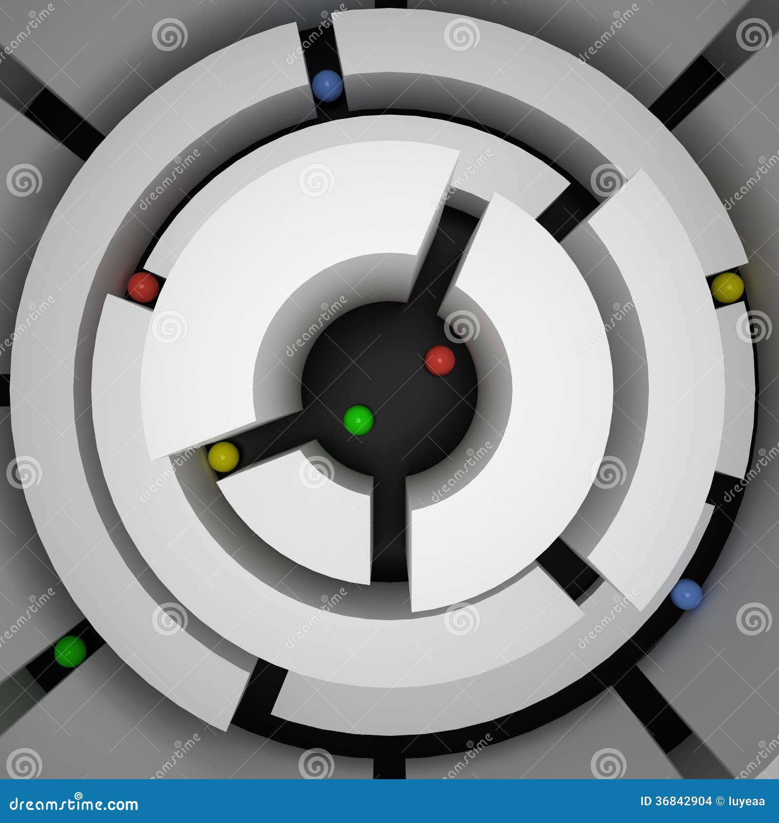 Abstract Maze and Colored Spheres, 3d Stock Illustration - Illustration ...