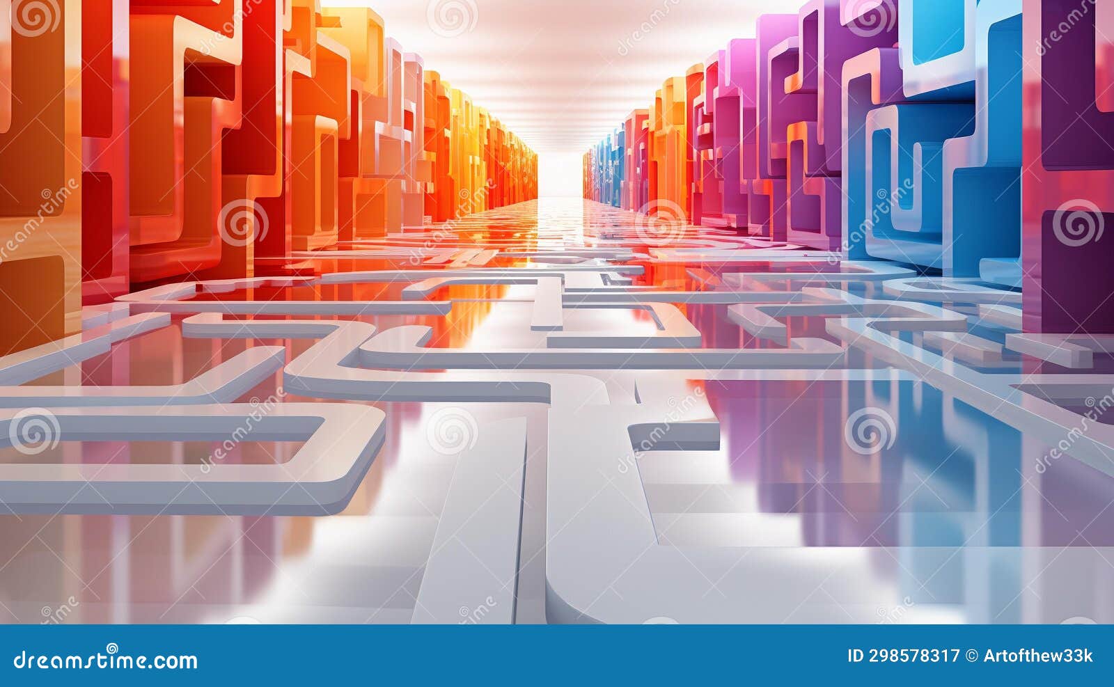 Intricate Geometric Maze: a Vibrant Abstract Journey Stock Illustration ...
