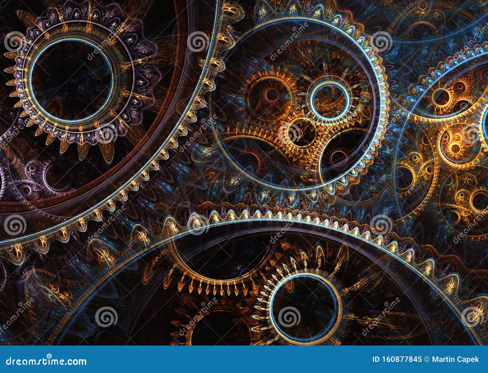 Abstract Mechanical Background, Steampunk Fractal Stock Illustration ...