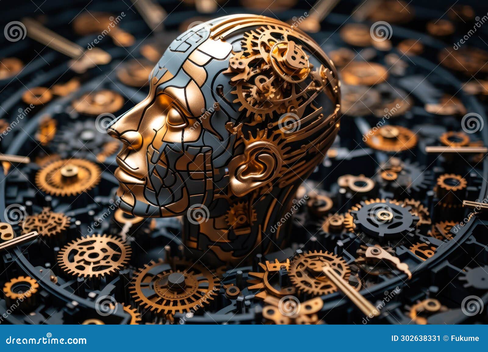 Abstract Mechanical Brain with Gears. Stock Illustration - Illustration ...