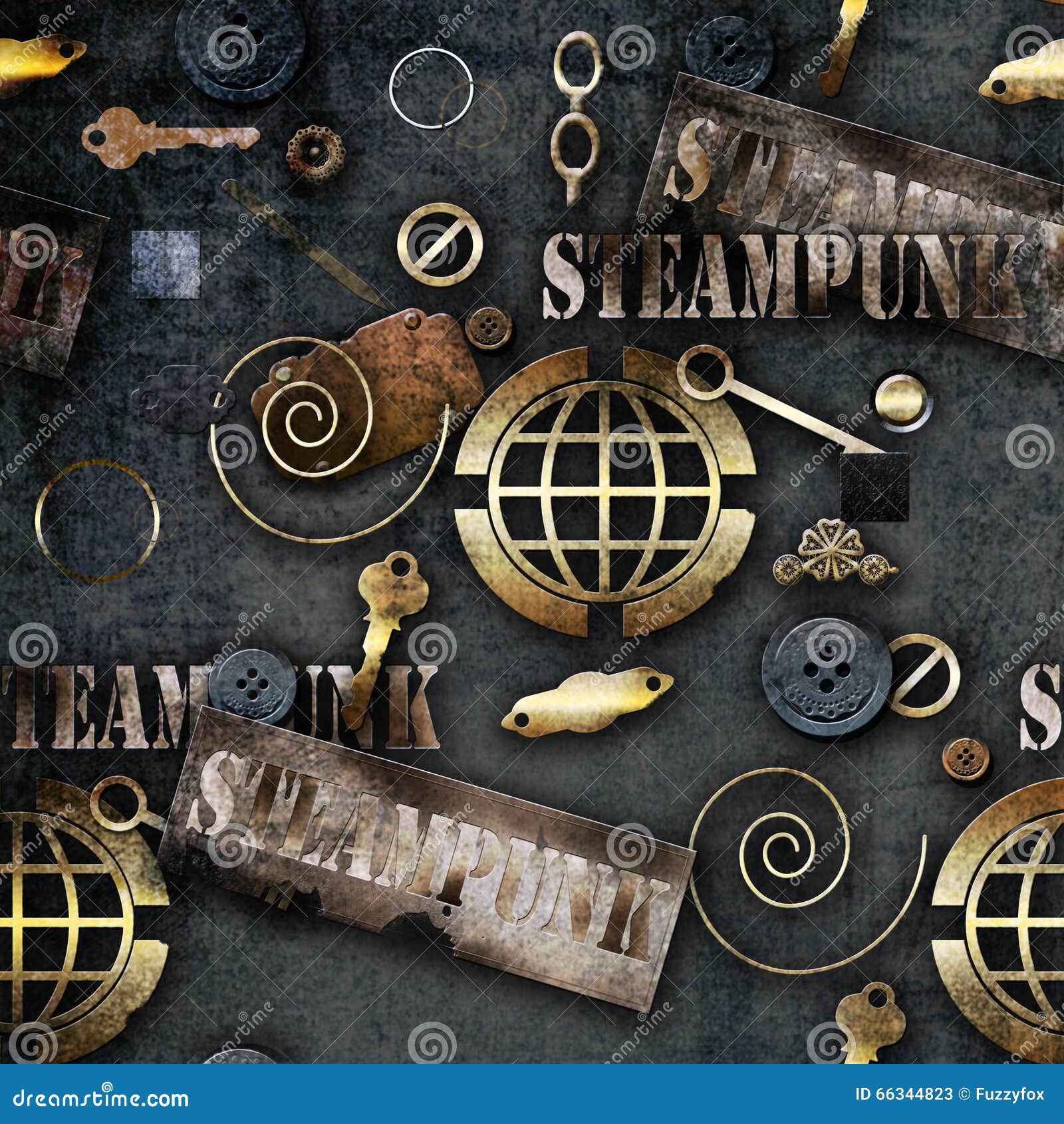 Abstract Mechanical Elements Steampunk Background Illustration Stock ...