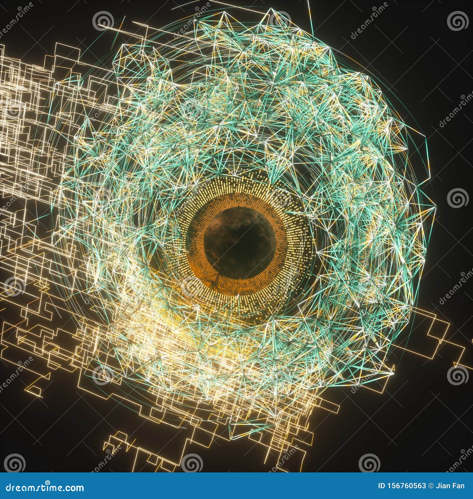 Abstract Mechanical Eyeball with High-tech Line, 3d Rendering Stock ...
