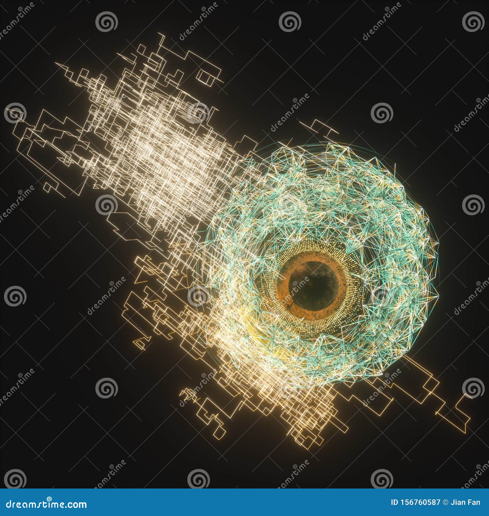 Abstract Mechanical Eyeball with High-tech Line, 3d Rendering Stock ...