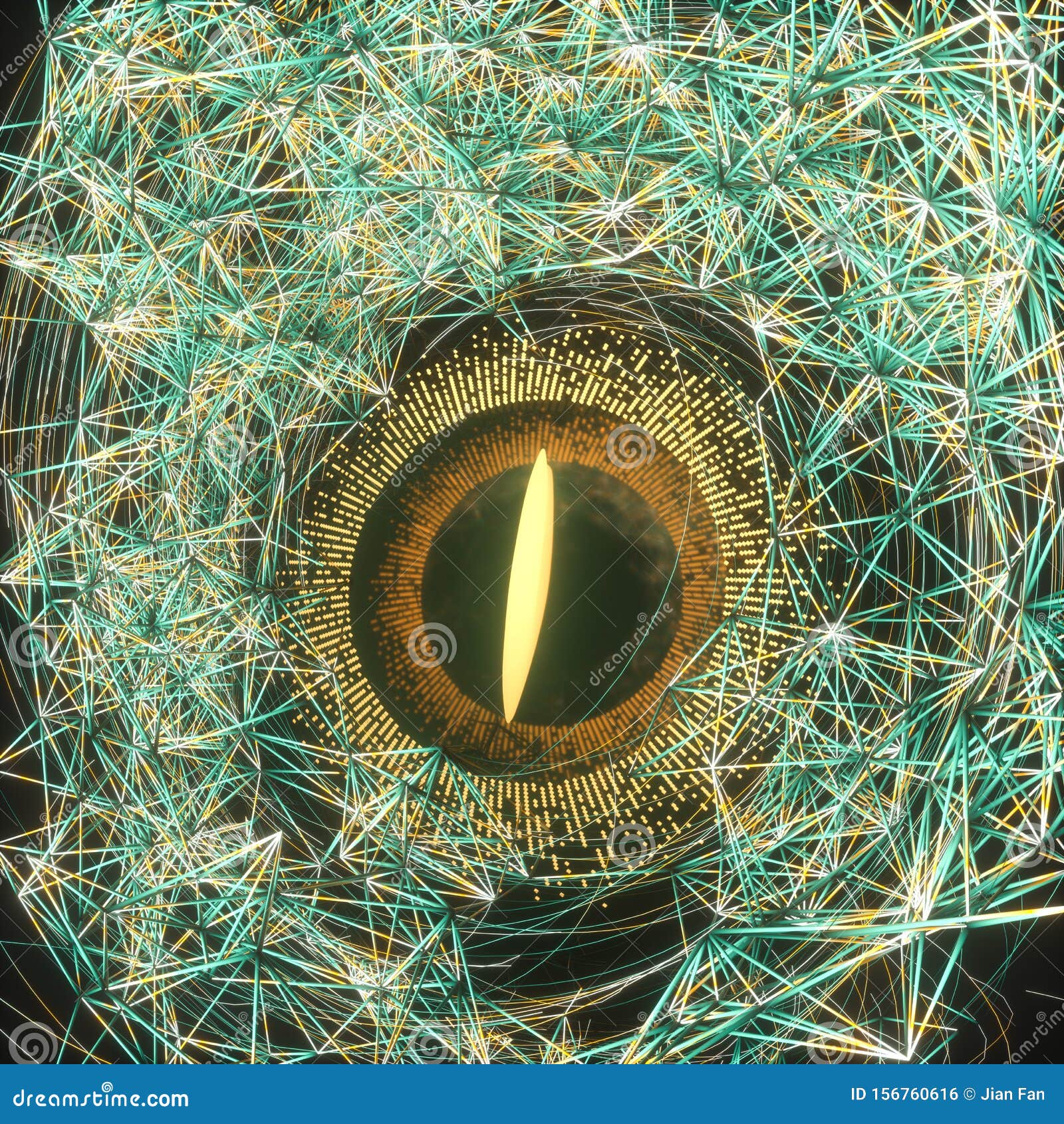 Abstract Mechanical Eyeball with High-tech Line, 3d Rendering Stock ...