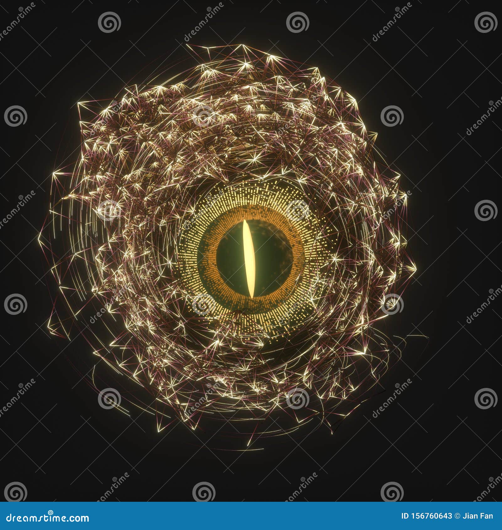Abstract Mechanical Eyeball with High-tech Line, 3d Rendering Stock ...