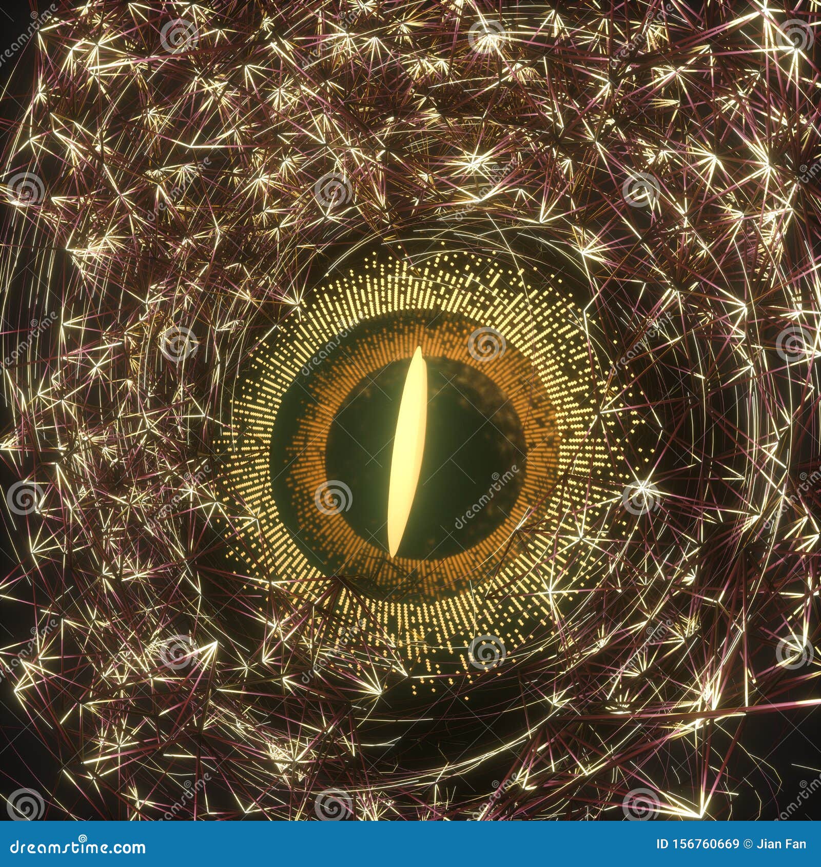 Abstract Mechanical Eyeball with High-tech Line, 3d Rendering Stock ...