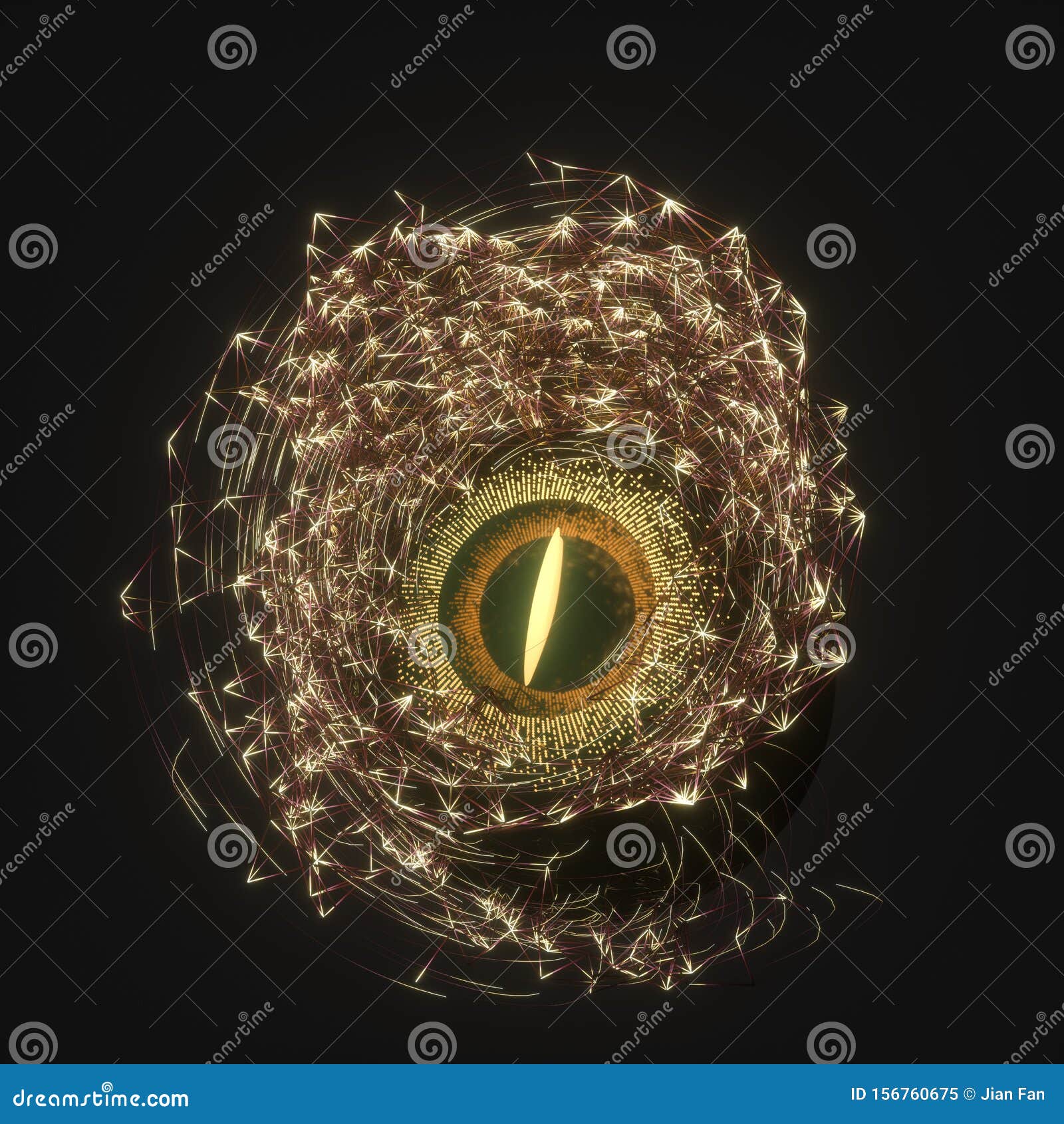 Abstract Mechanical Eyeball with High-tech Line, 3d Rendering Stock ...