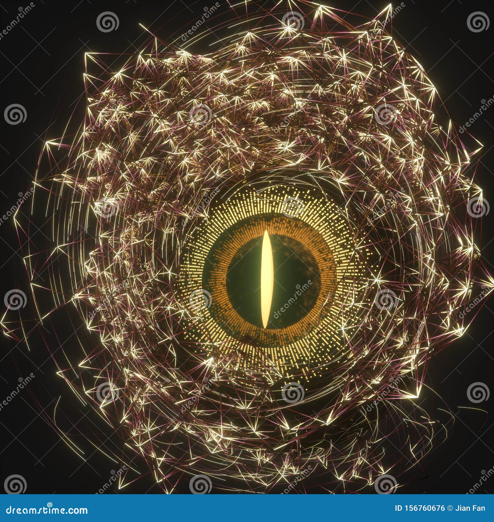 Abstract Mechanical Eyeball with High-tech Line, 3d Rendering Stock ...