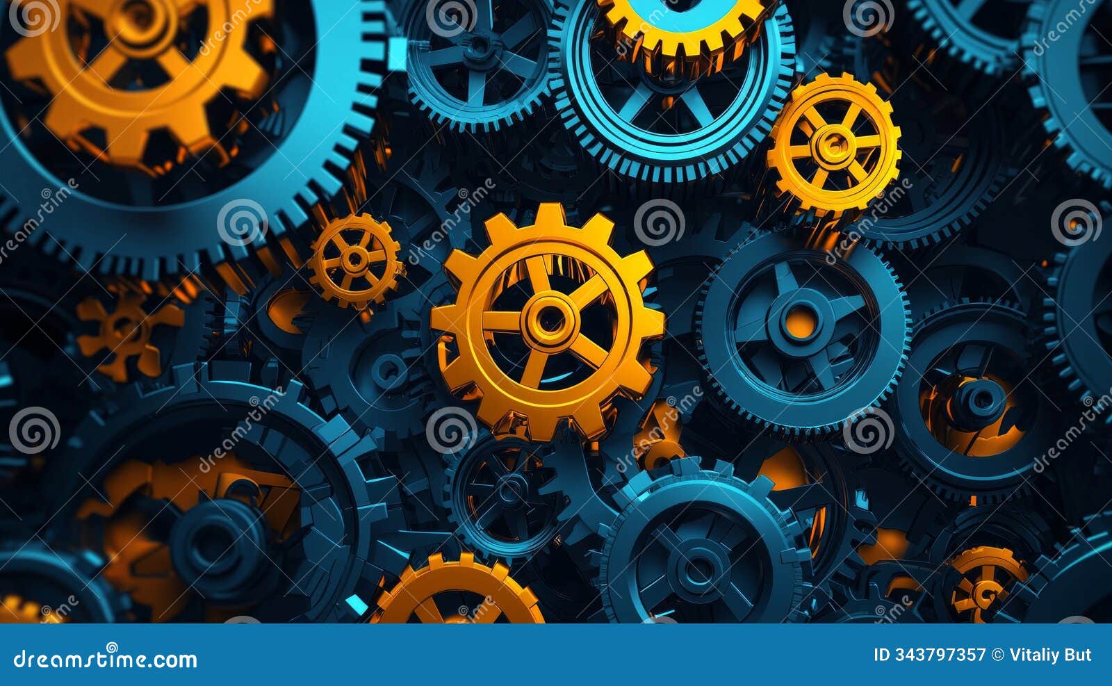 Abstract Mechanical Gears Interconnect Complex Clockwork Design ...