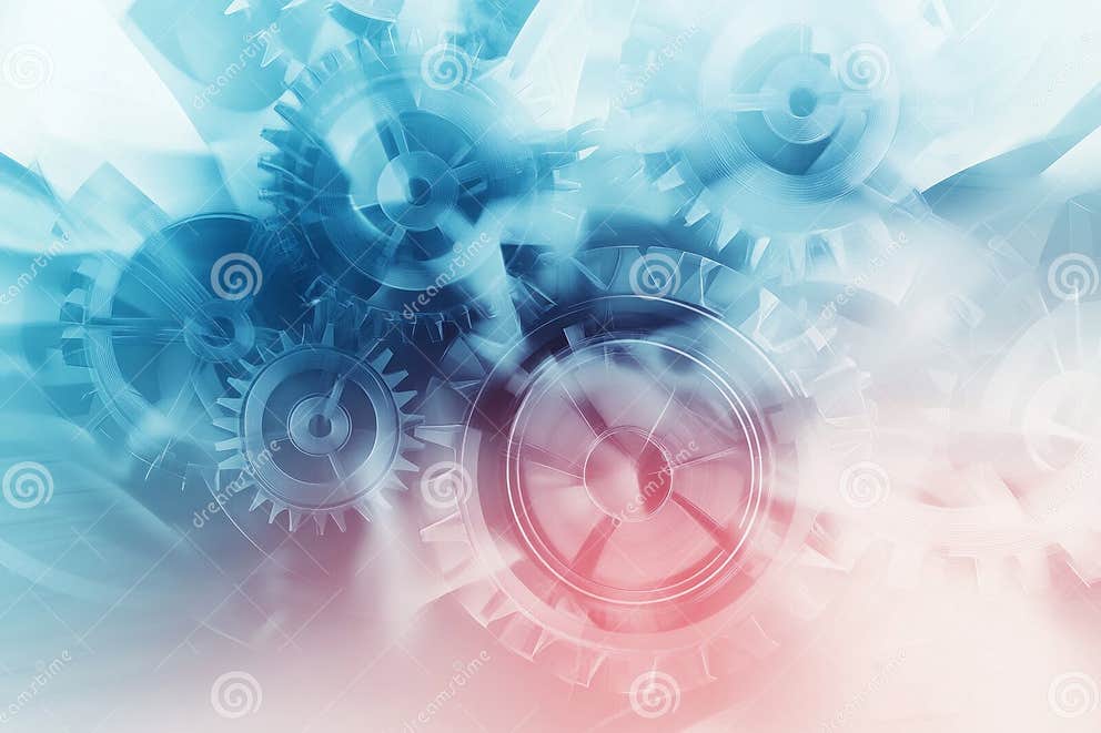 Abstract Mechanical Gears in Motion, Representing Engineering and ...