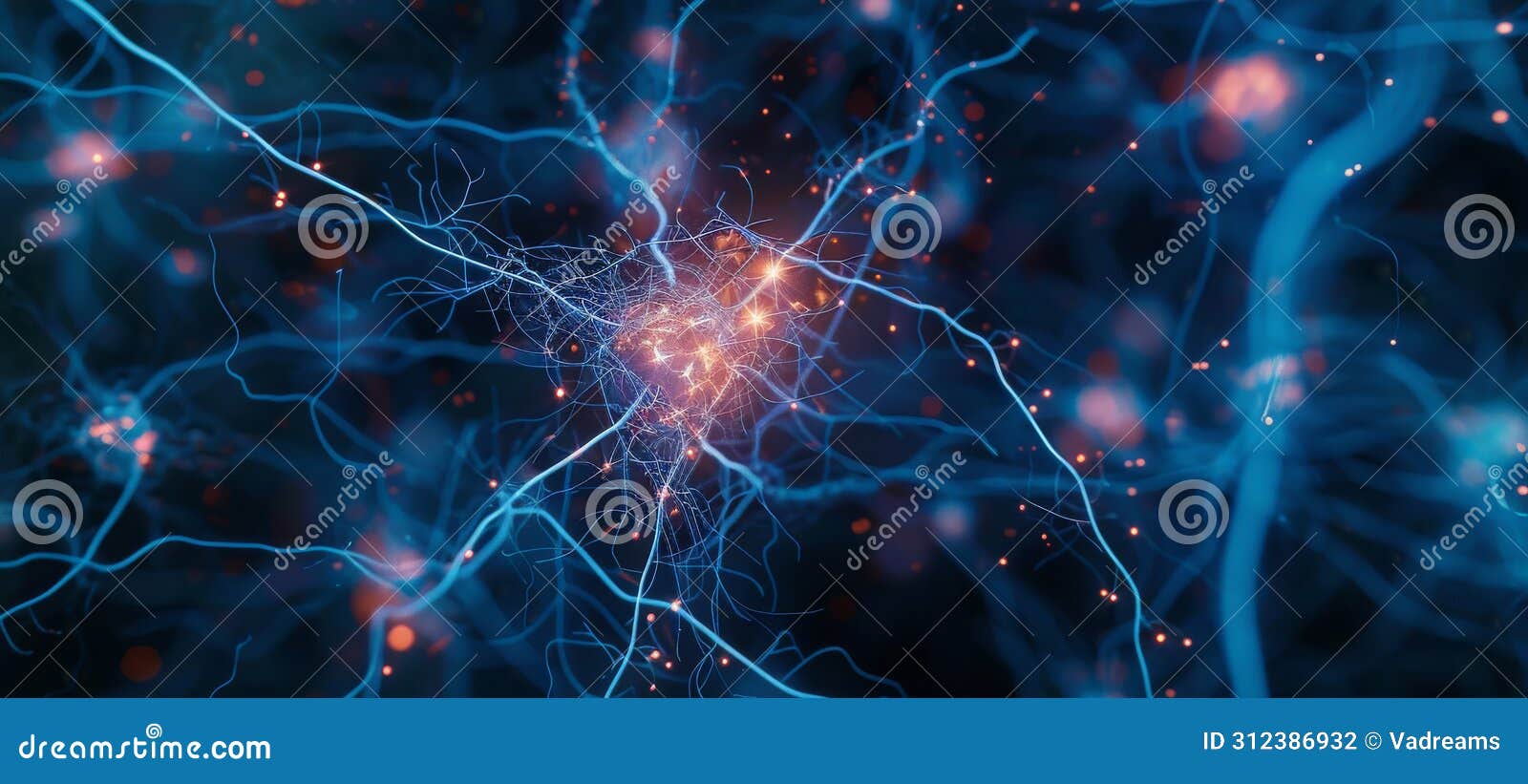 Abstract Medical Background. Neurons Brain Cells. Network of Neurons in ...