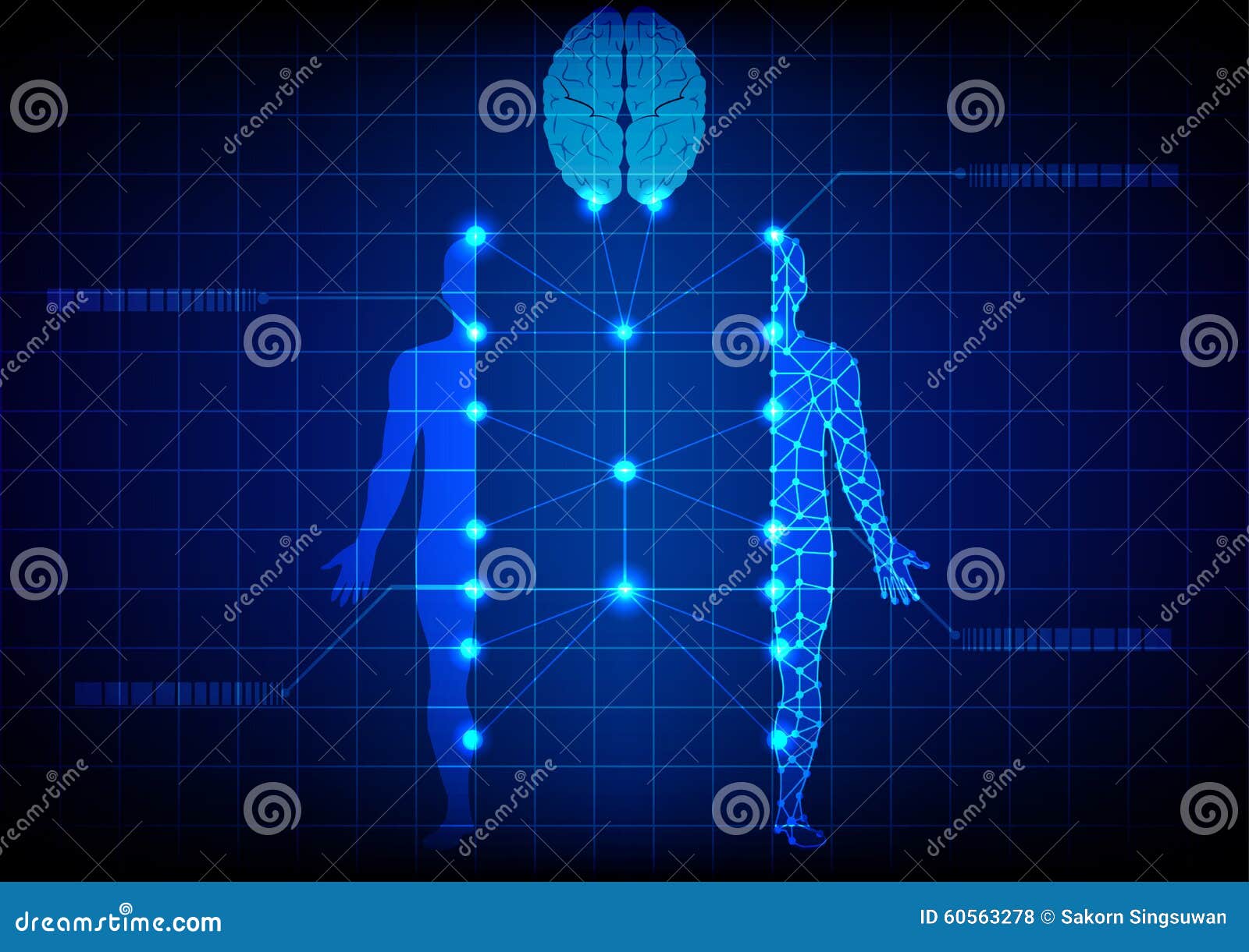 Abstract Medical Body and Brain Technology. Illustration Design. Stock ...