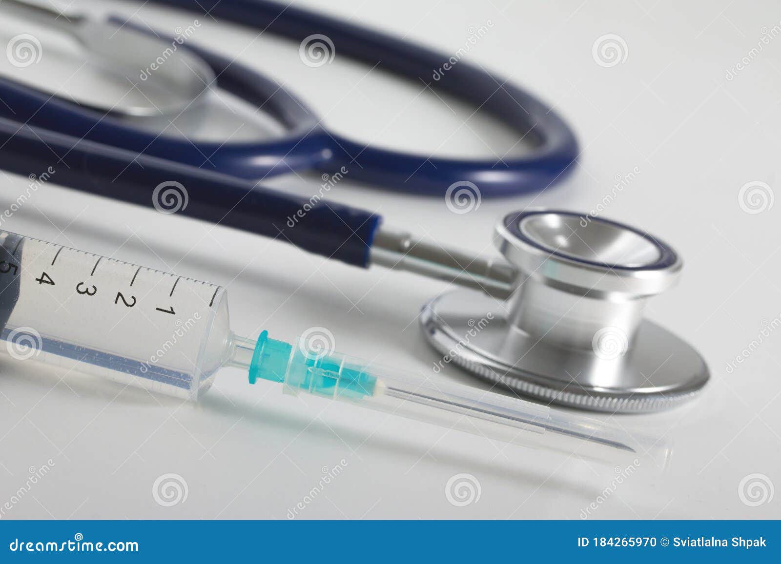 Abstract Medical Composition. There are Syringe with Medicine and ...