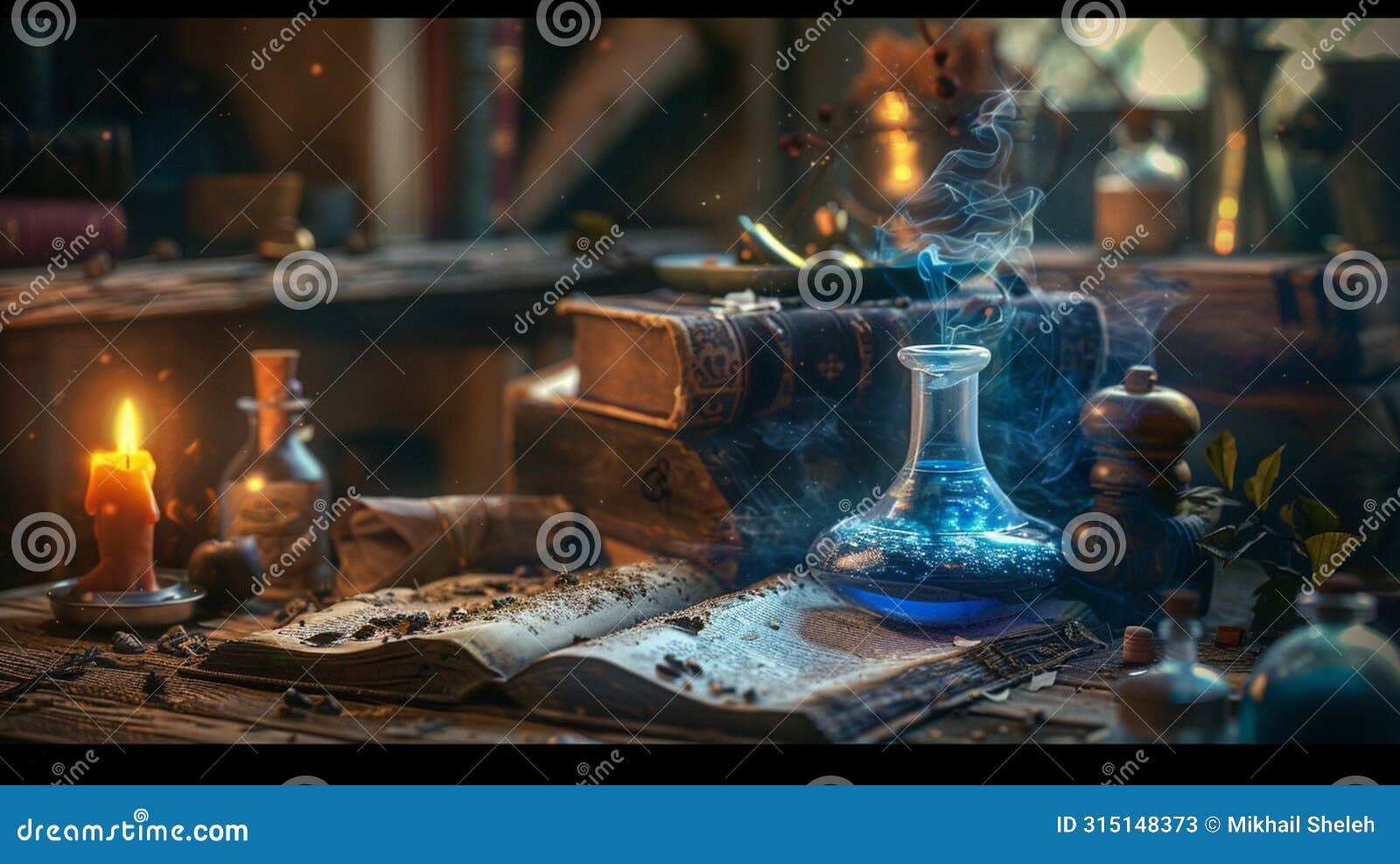 Abstract Medieval Magic Potion. Mages Laboratory Stock Illustration ...