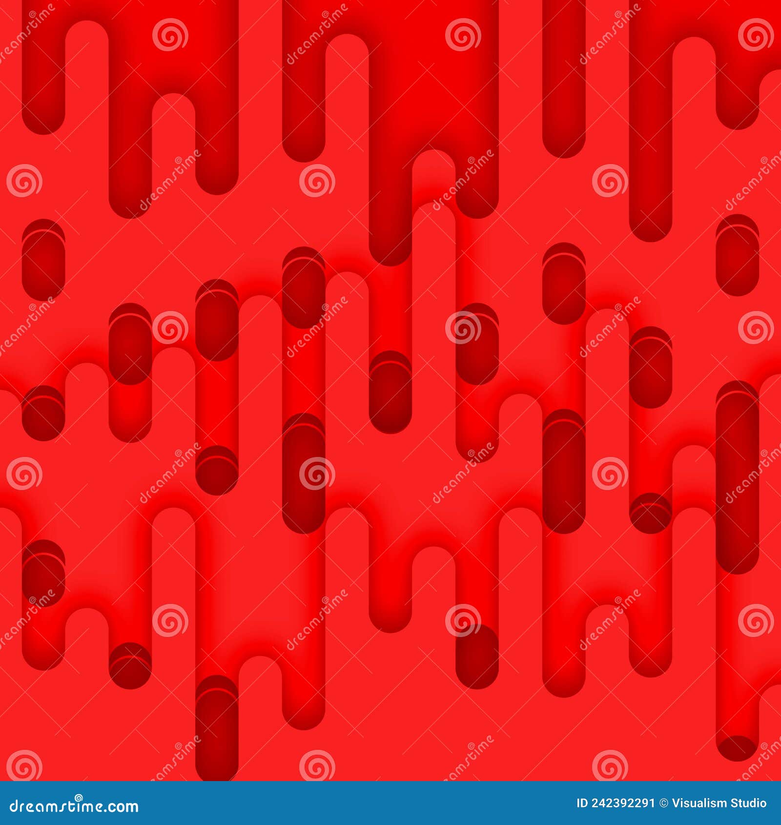 Abstract Melt Red Wavy Rounded Line Halftone Flowing Geometry ...